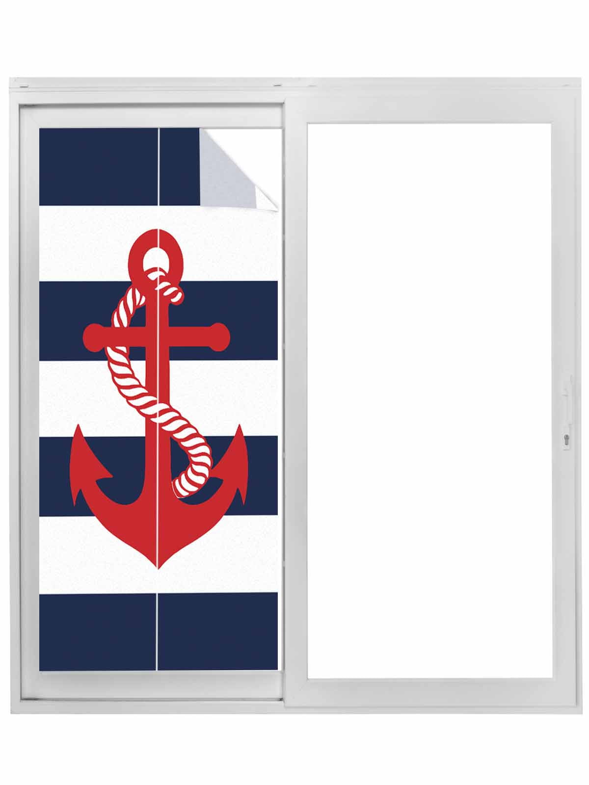 Navy Blue Stripe Nautical Window Privacy Film Stained Glass Window Film ...