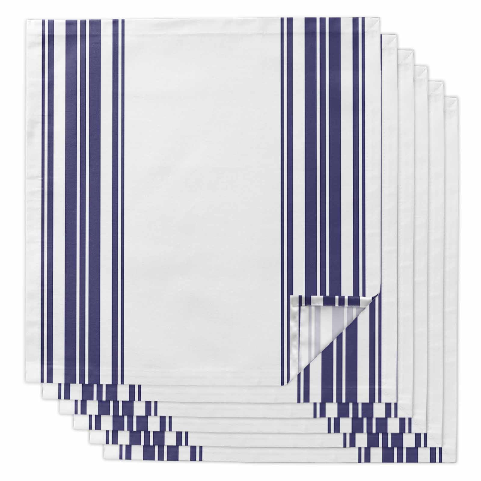 Navy Blue Striped Cloth Napkins Set of 6, Holiday Napkins for Baby ...