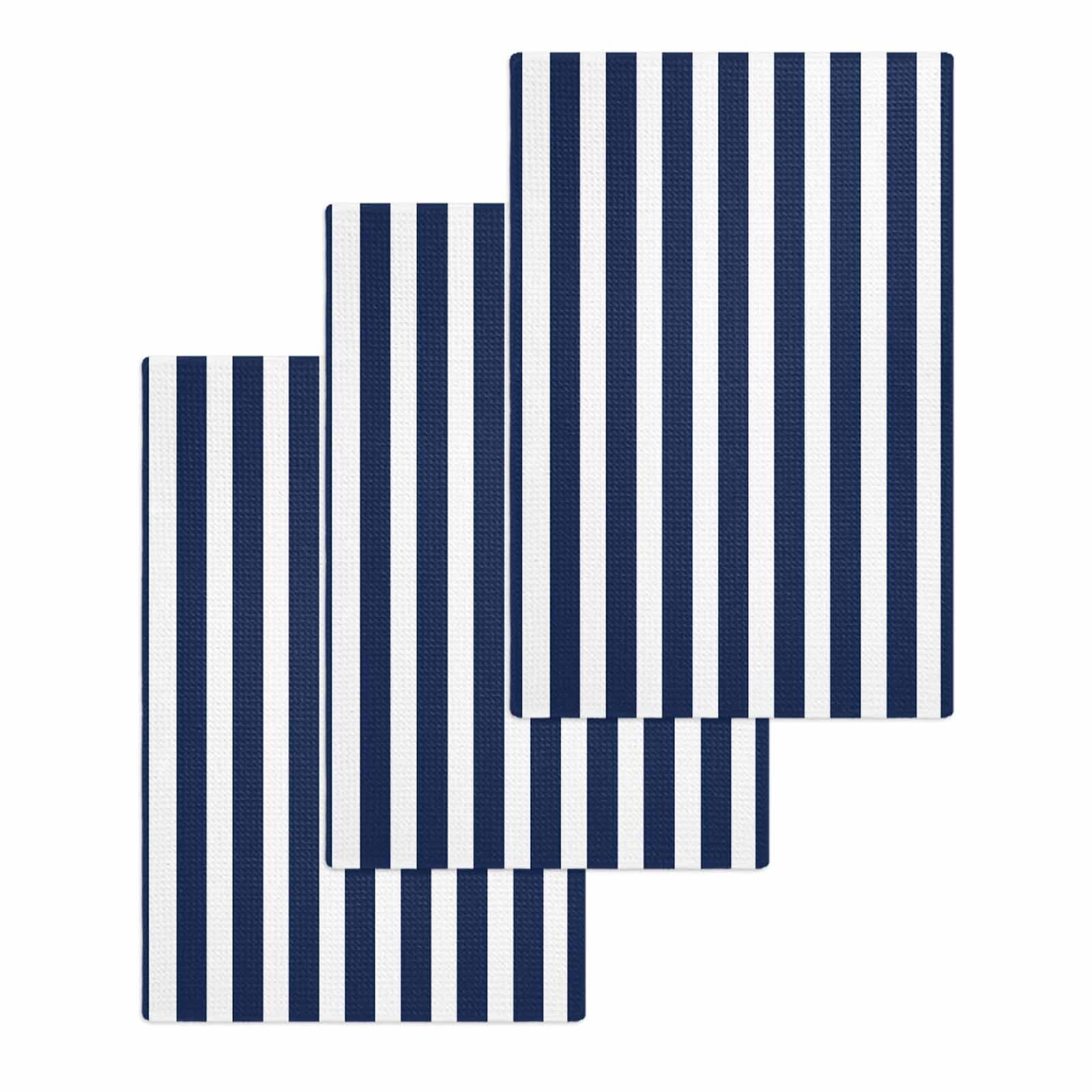 Navy Blue Striped Kitchen Dish Towels for Drying Dishes Set of 3 ...