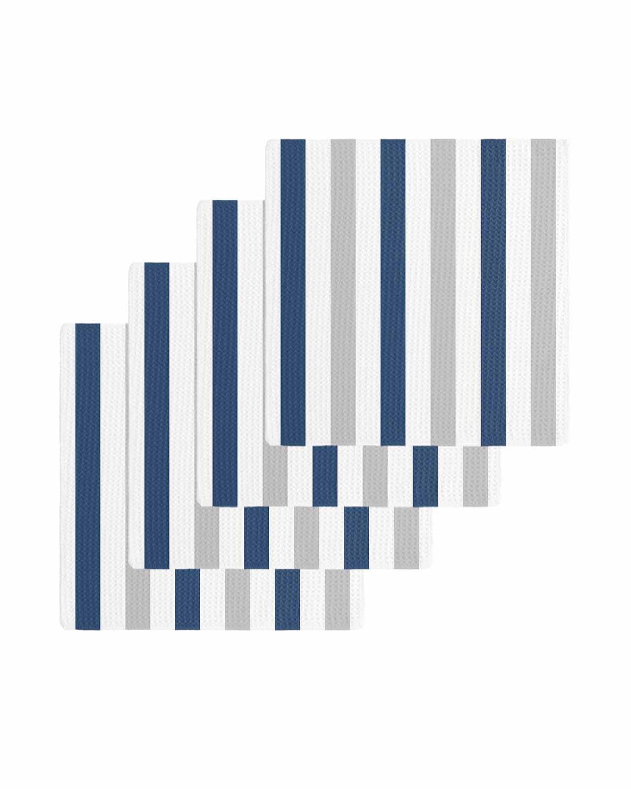 Navy Blue Striped Kitchen Dish Towels for Drying Dishes Set of 4 ...
