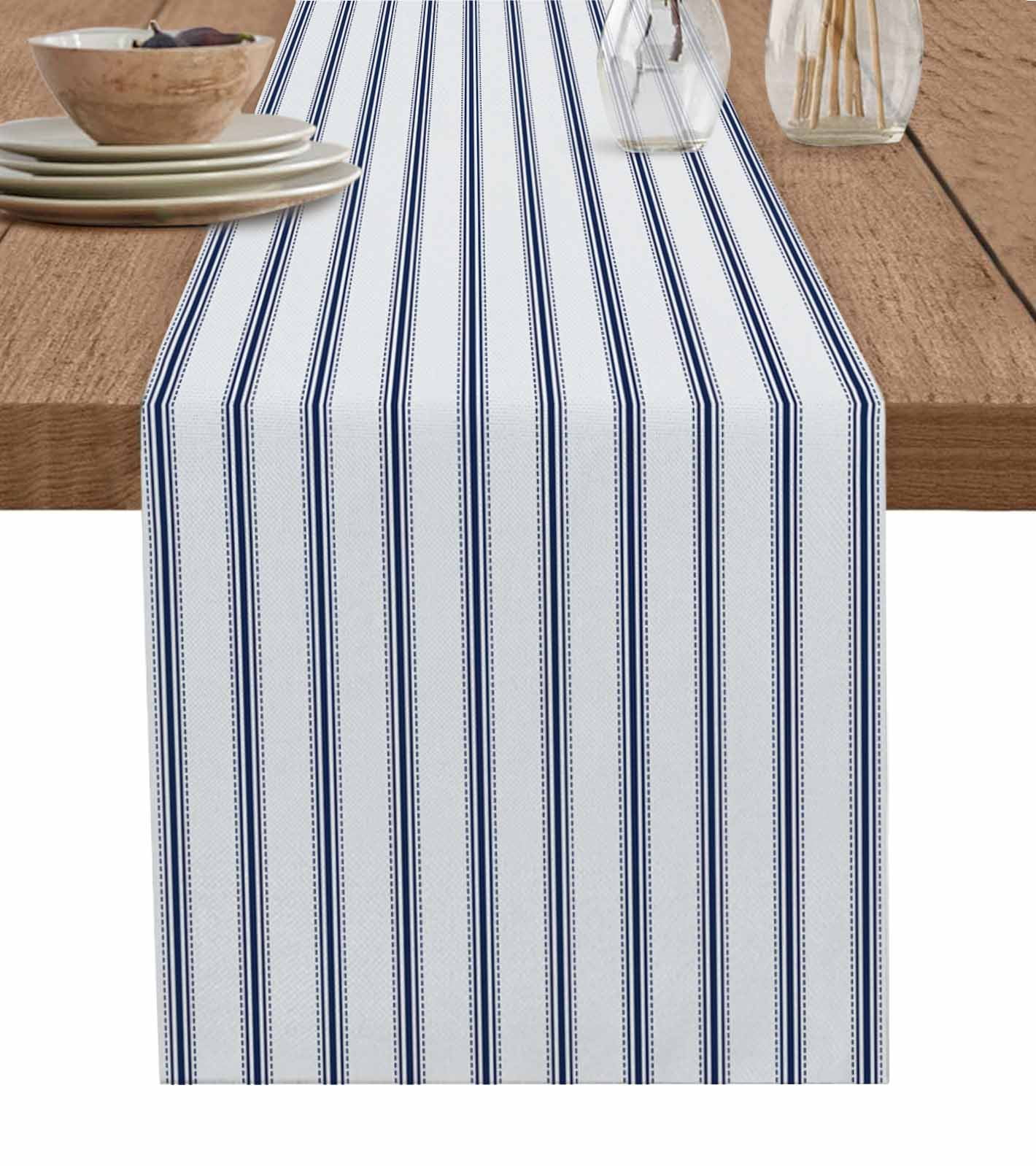 Navy Blue Striped Table Runner Navy Blue White Stripes Farmhouse ...