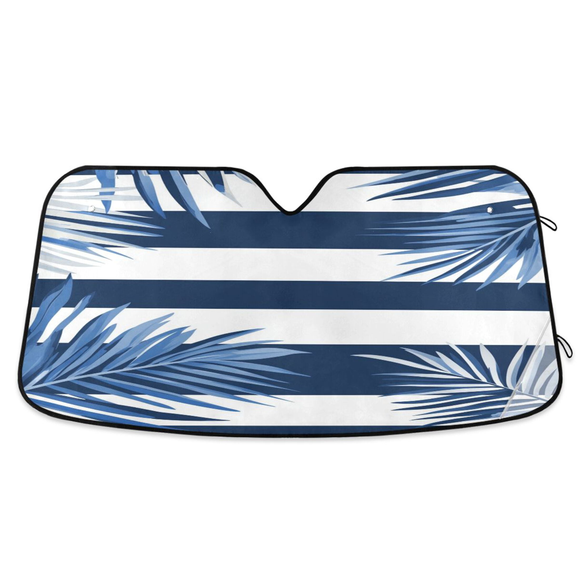 Navy Blue Stripes Palm Tree Leaves Windshield Sun Shade Automobile ...