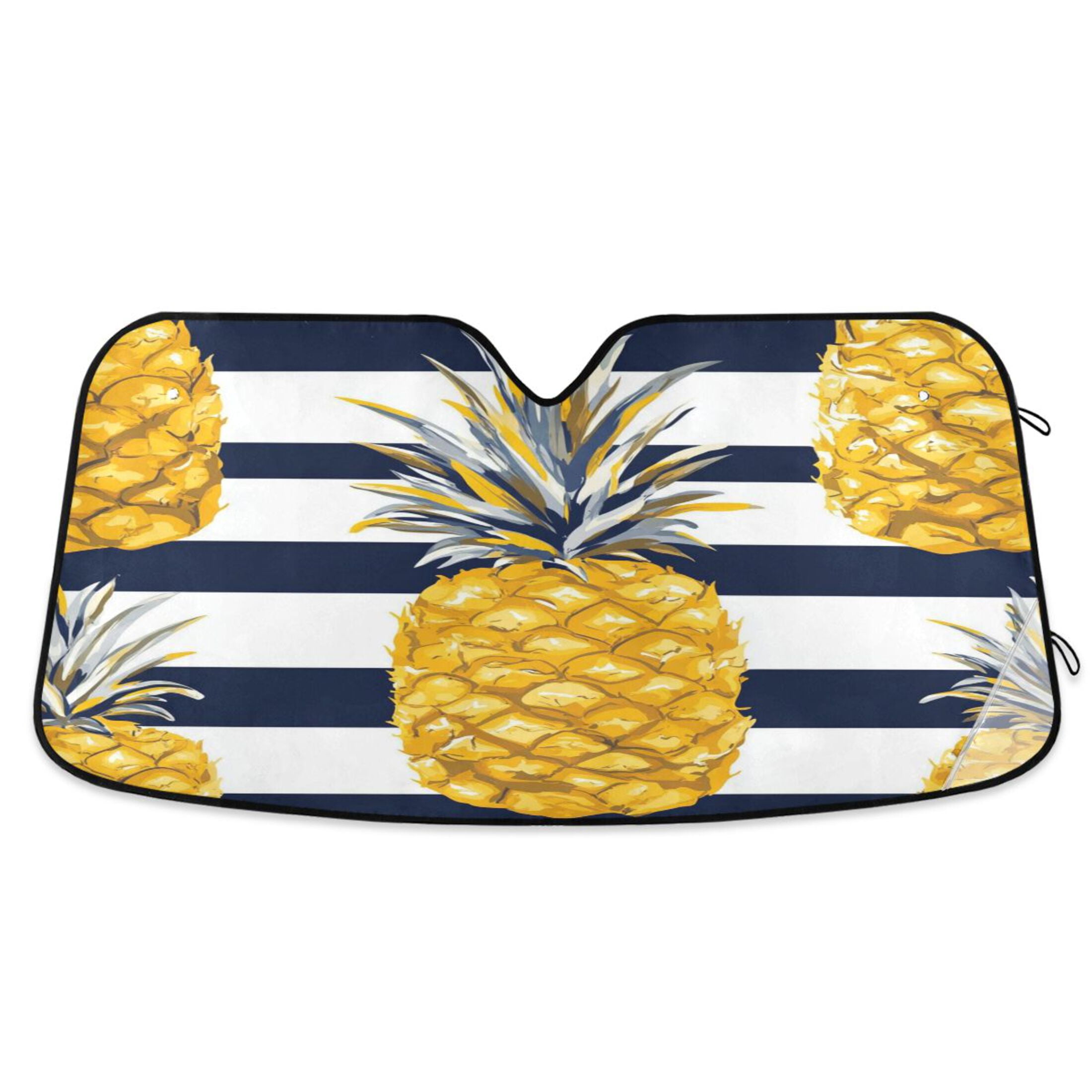 Navy Blue Stripes Pineapples Cute Windshield Sun Shade Automobile Visor ...