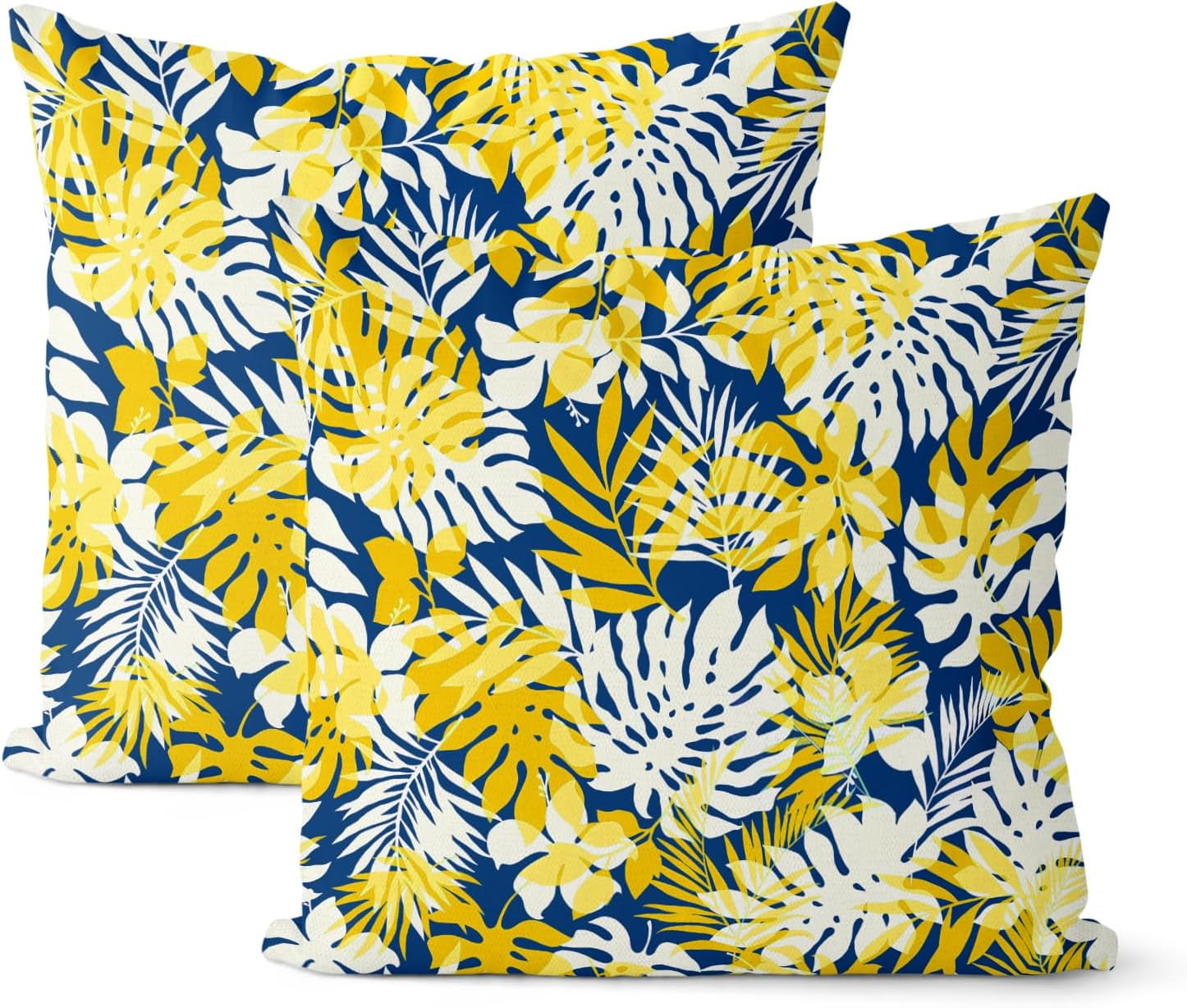 Navy Blue Summer Outdoor Pillow Covers 18x18 Inch 2 Pcs Mustard Yellow ...