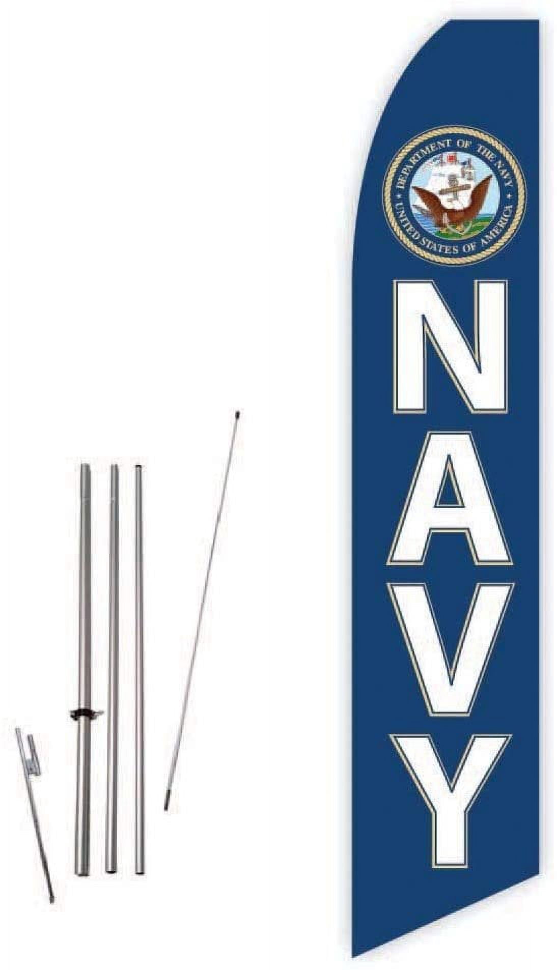 Navy Blue Super Novo Feather Flag - Complete with 15ft Pole Set and ...