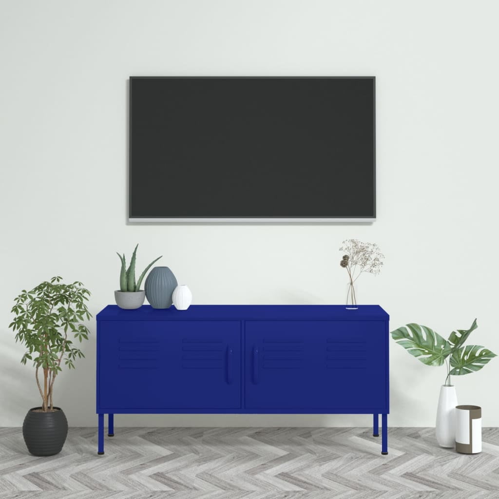 Navy Blue TV Stand, Durable Steel Frame, 41.3x13.8x19.7 -Modern ...