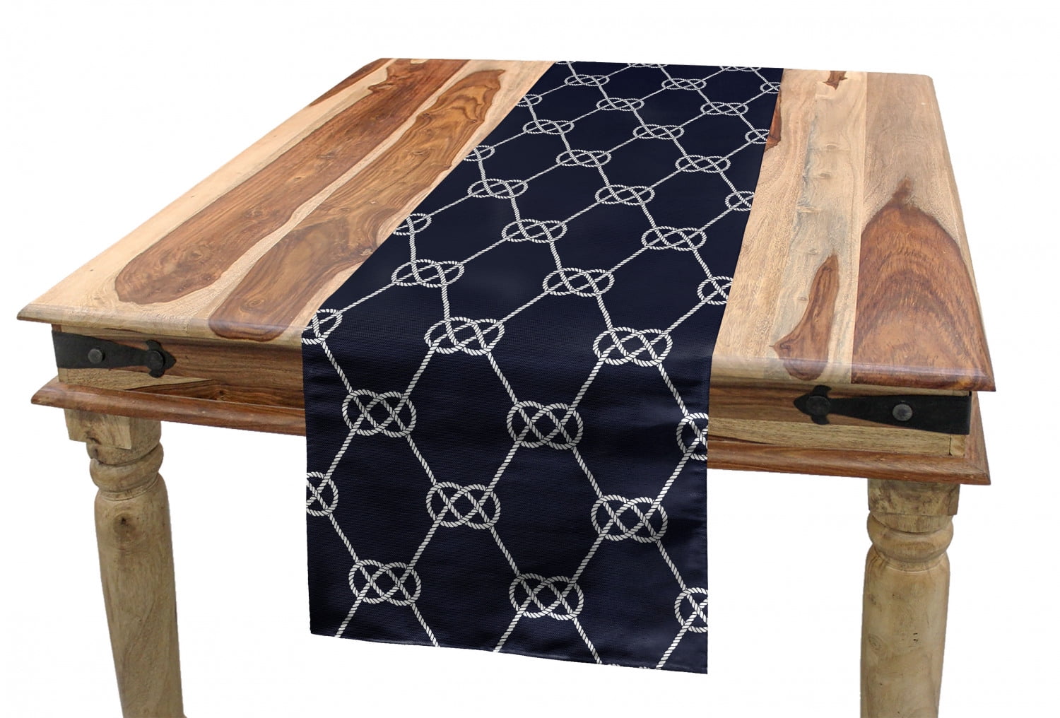 Navy Blue Table Runner, Navy Inspired Sailor Knot Pattern Illustration ...