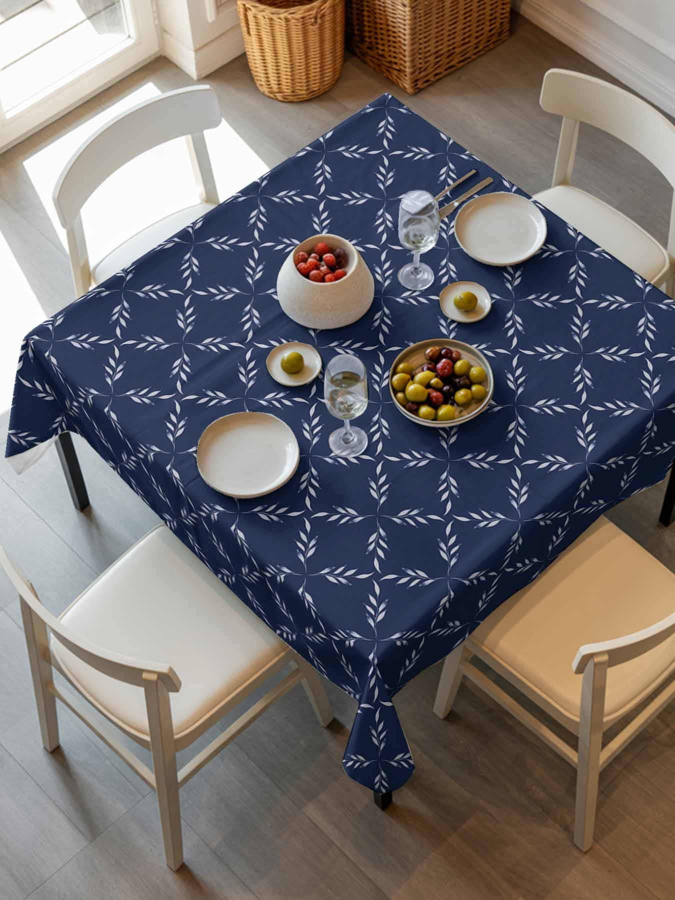 Navy Blue Tablecloth Square Table Cloth 54x54, Waterproof Tablecloth ...