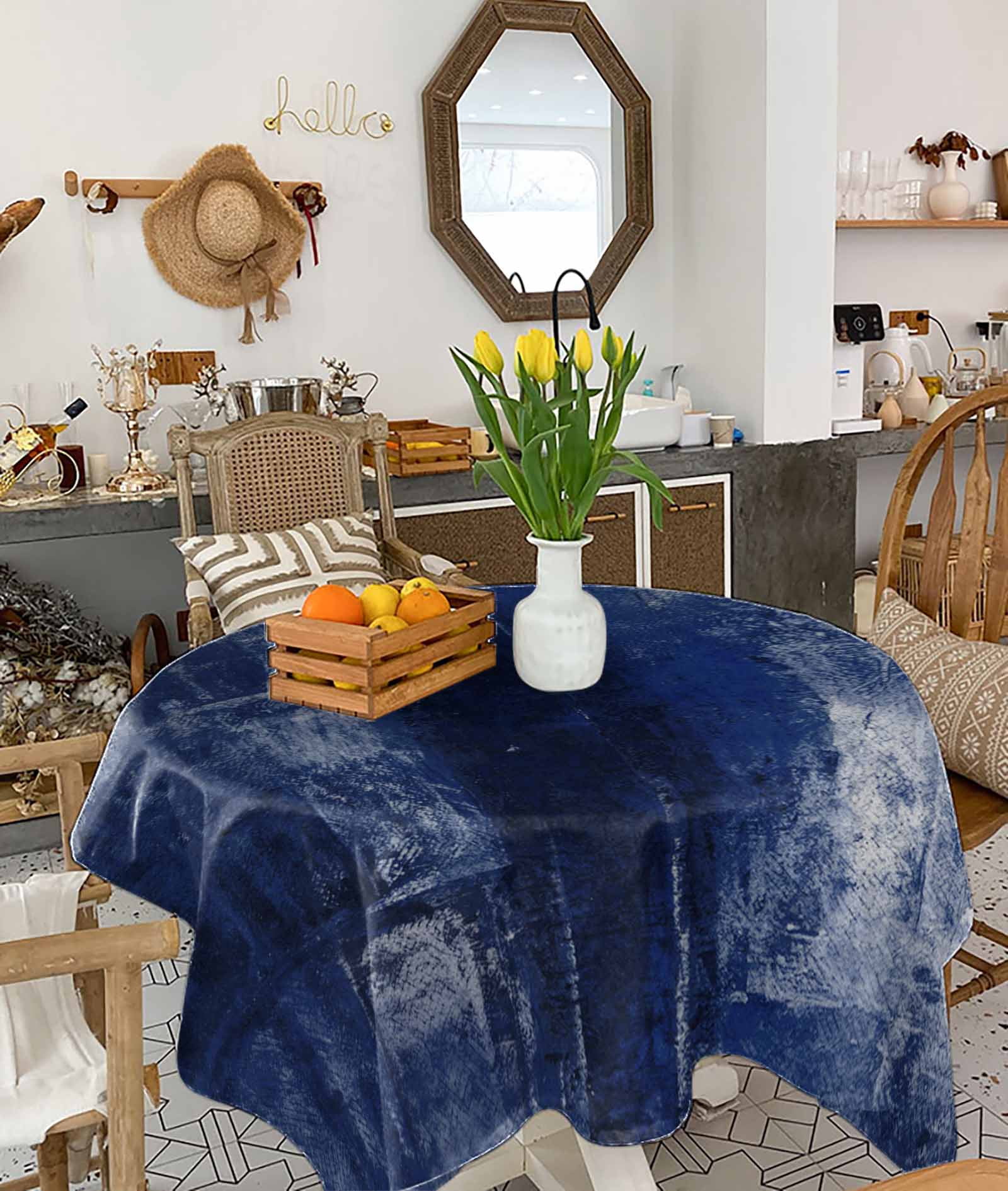 Navy Blue Tablecloth Square Table Cloth 60x60 , Waterproof Tablecloth ...