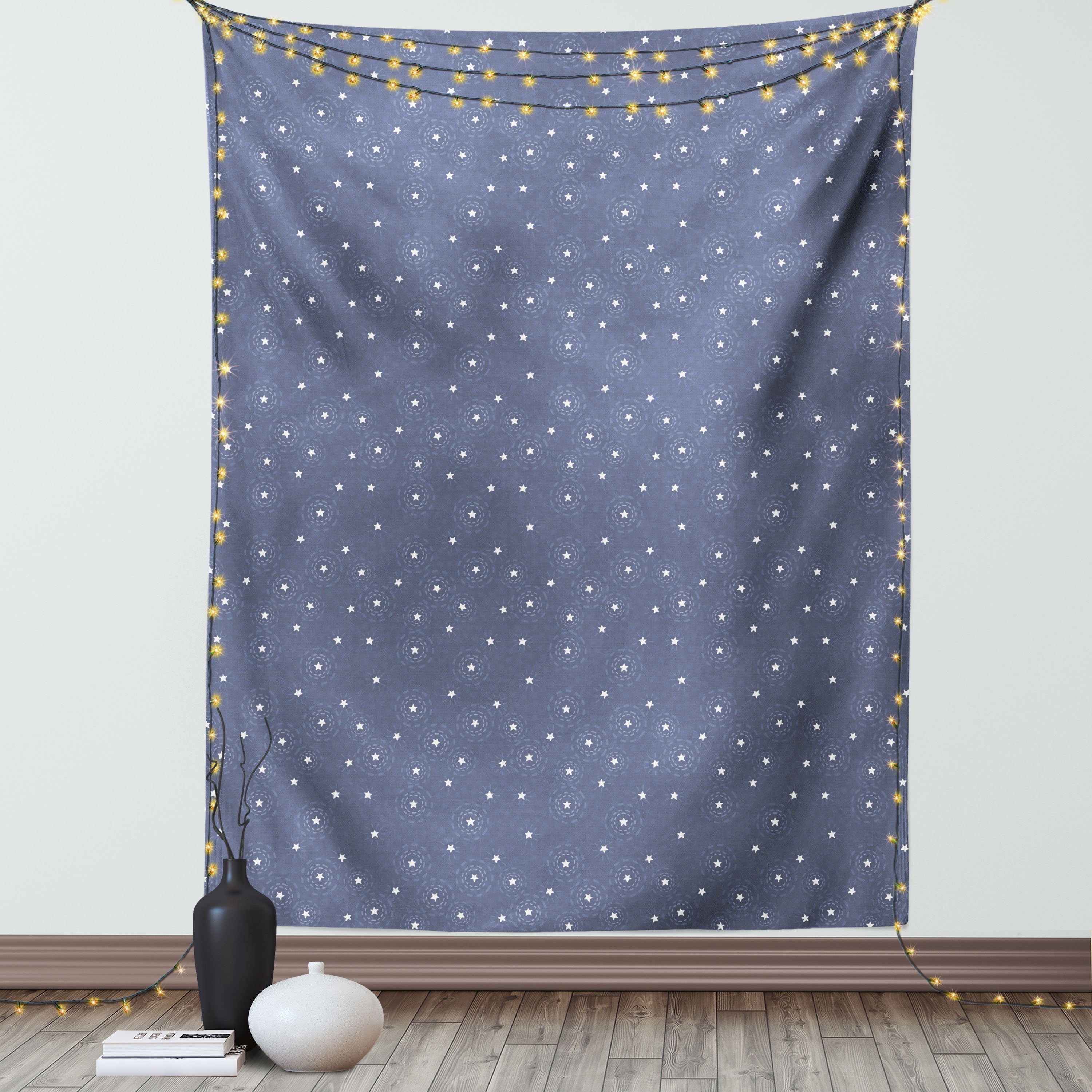 Navy Blue Tapestry, Summer Night Sky with Messy Little White Stars and ...