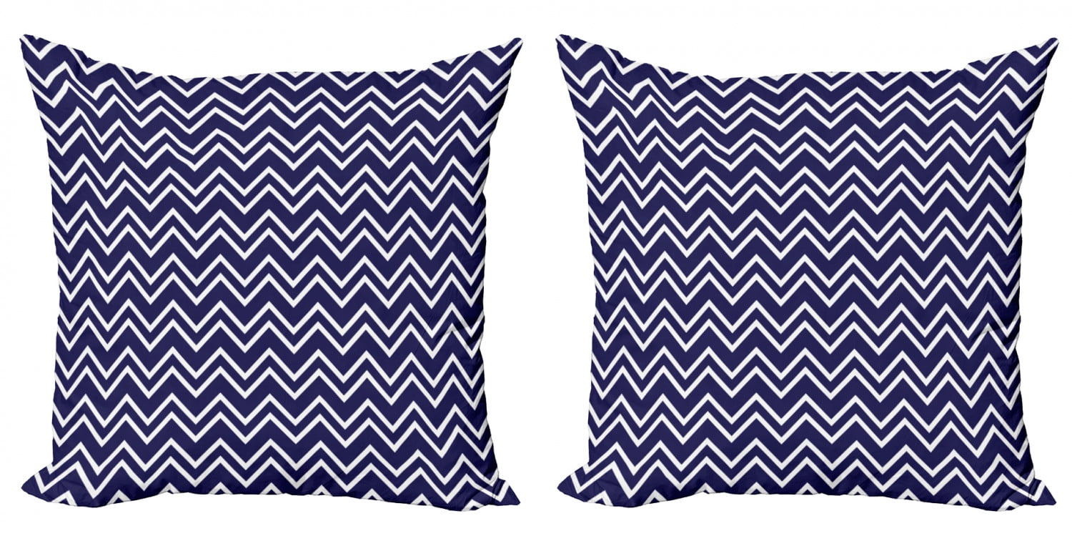 Ambesonne Nautical Throw Pillow Cover 2 Pack, Zig Zag Modern Pattern ...