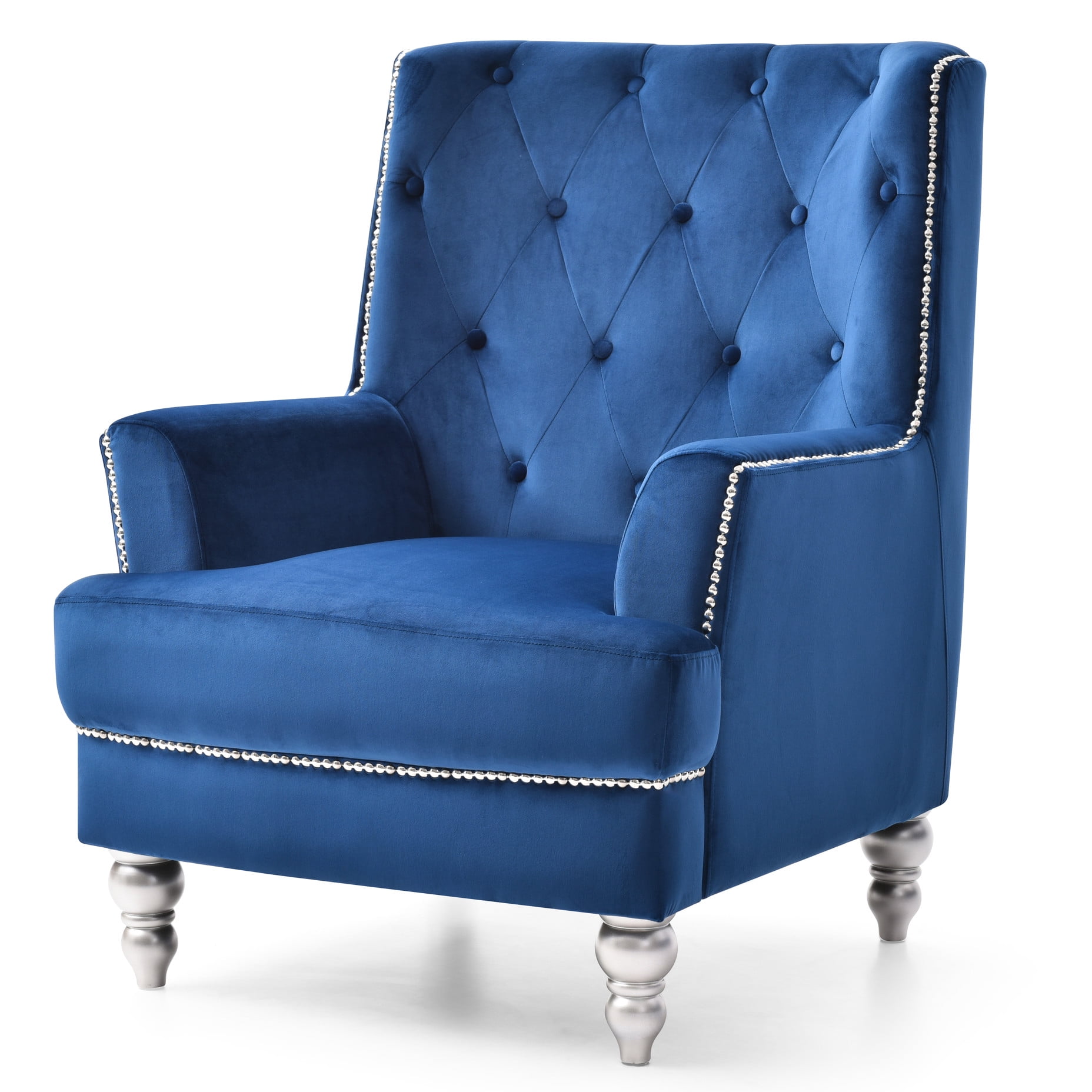 Navy Blue Traditional Snug Chair, 37"h 30"w 33"d, Round Arms Cosiness ...