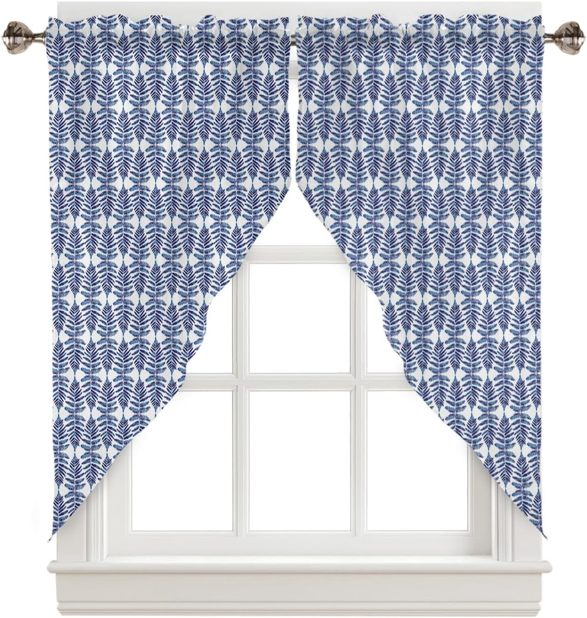 Navy Blue Tree Swag Valances for Windows Kitchen Window Curtains Over ...