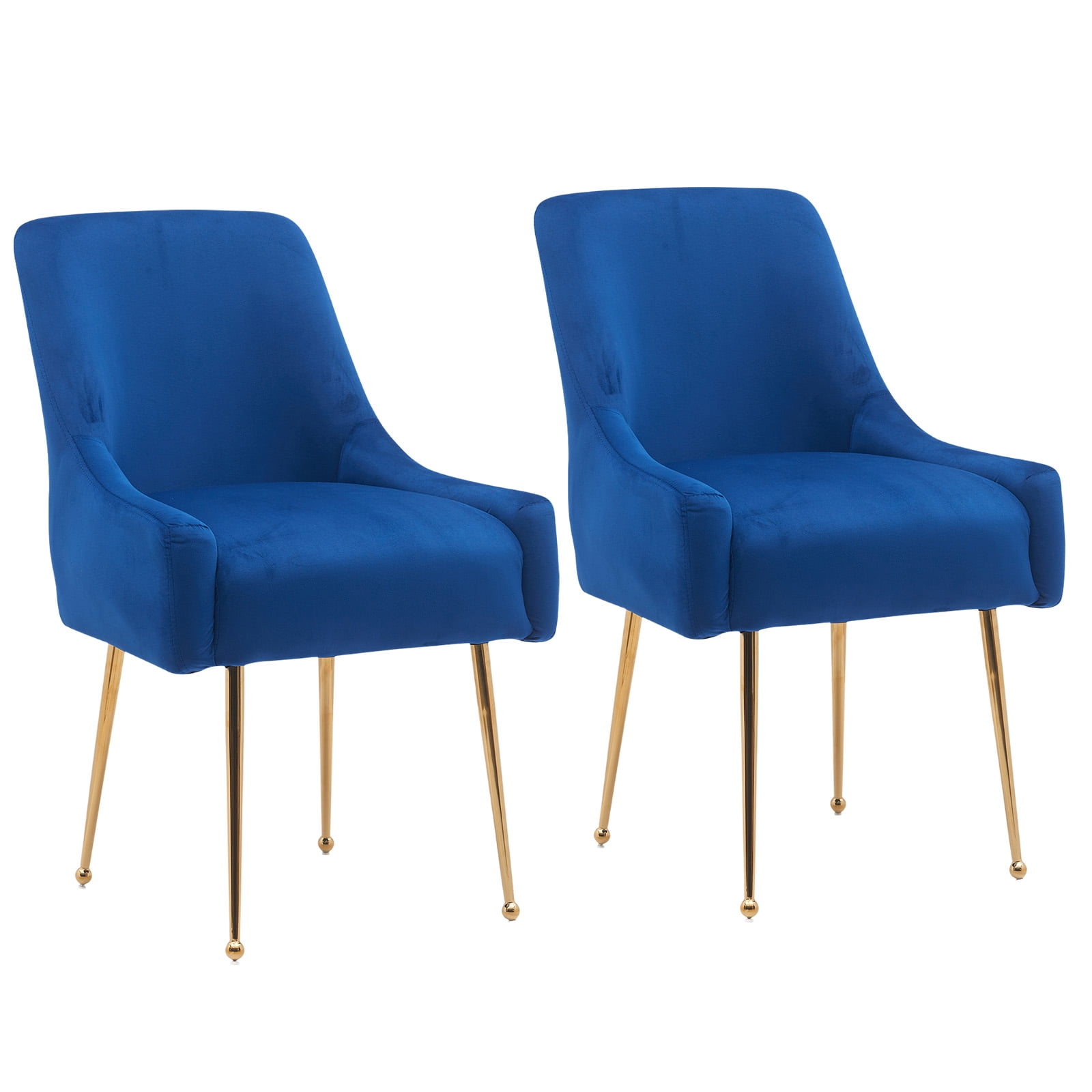 Navy Blue Tufted Velvet Upholstered Golden Legs Dining Chair with ...