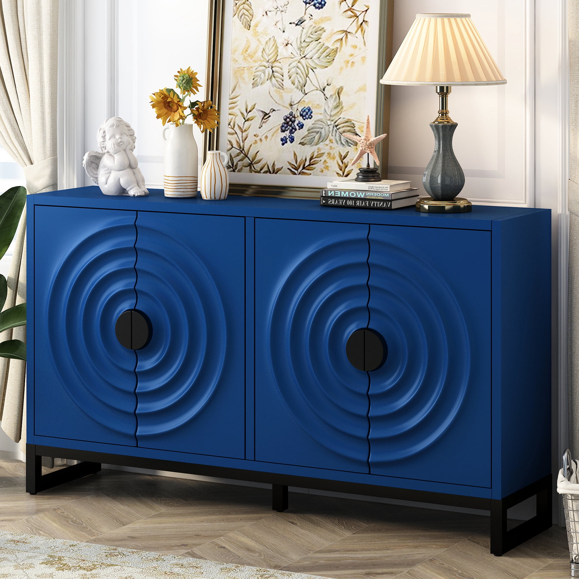 Navy Blue U - Style Cabinet - Smooth MDF Top for Display - Home Storage ...