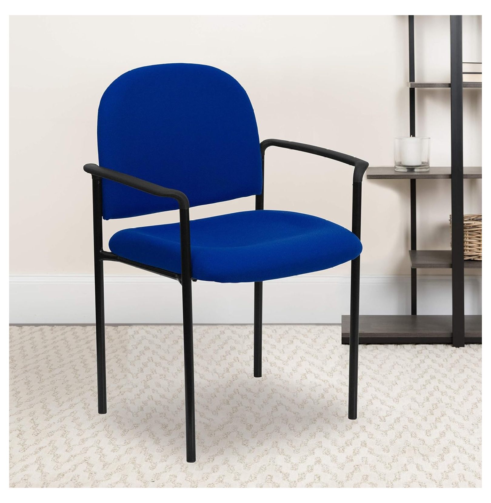 Navy Blue Upholstered Stackable Reception Chair with Steel Frame and ...