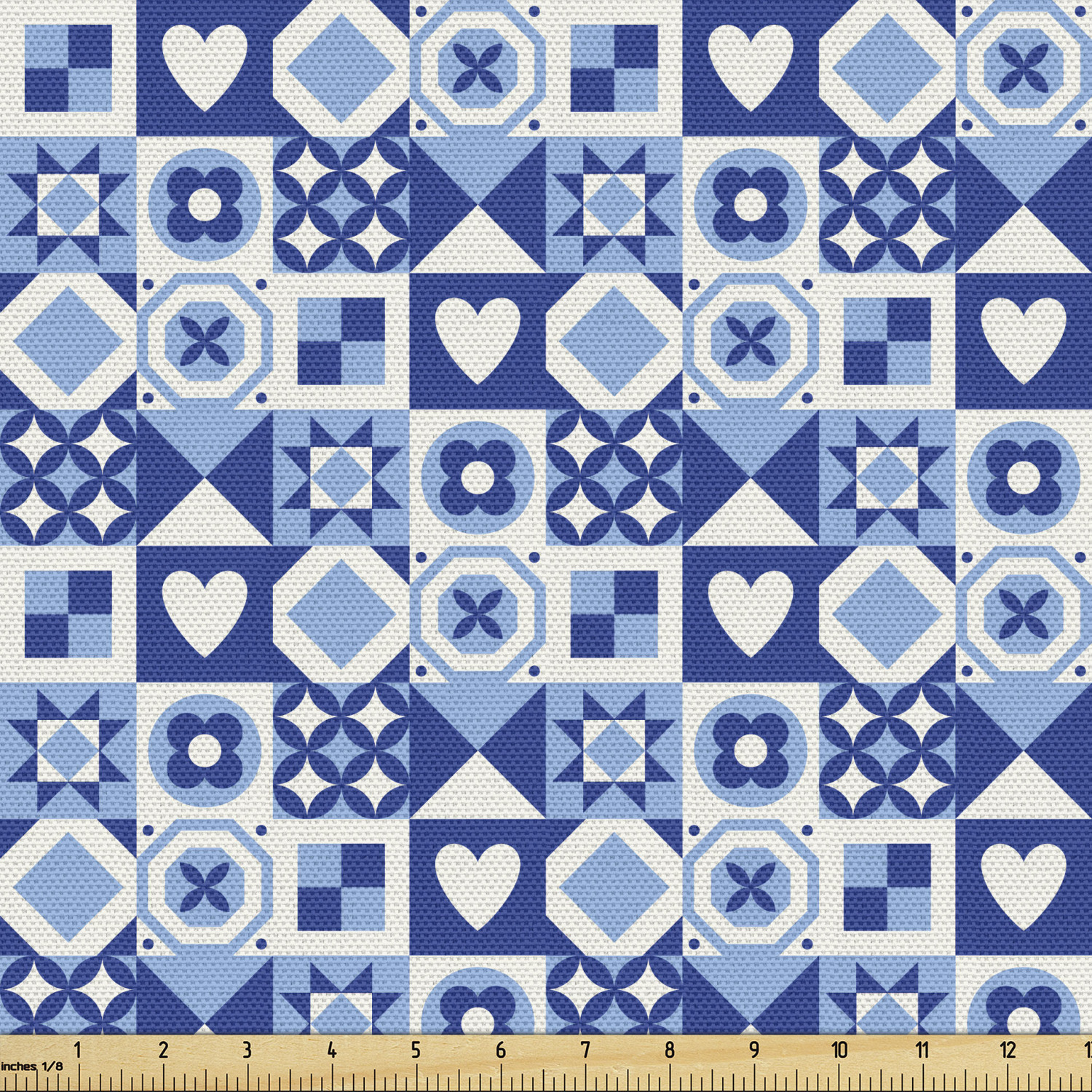 Ambesonne Navy Blue Fabric by the Yard Upholstery, Abstract Grid ...