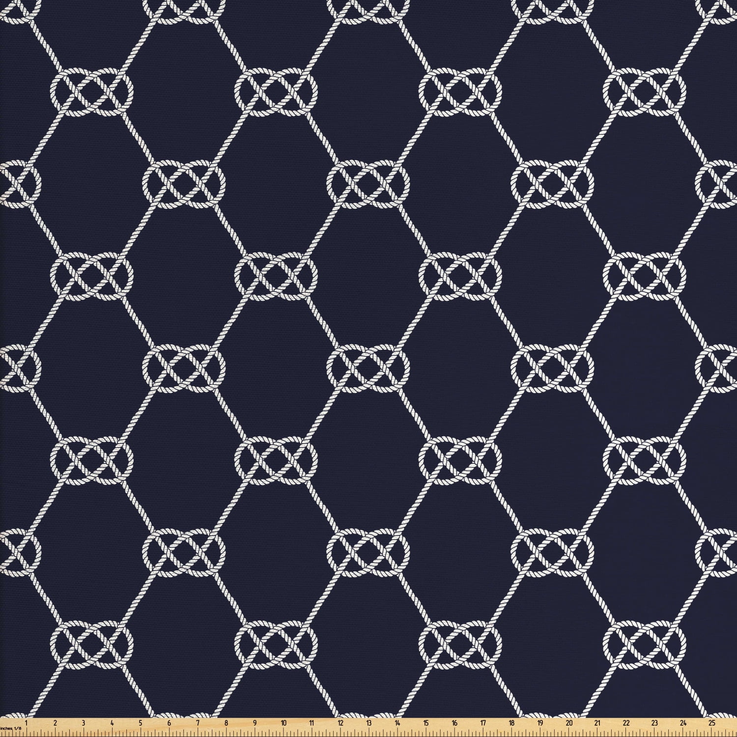 Ambesonne Navy Blue Fabric by the Yard Upholstery, Navy Inspired Knot ...