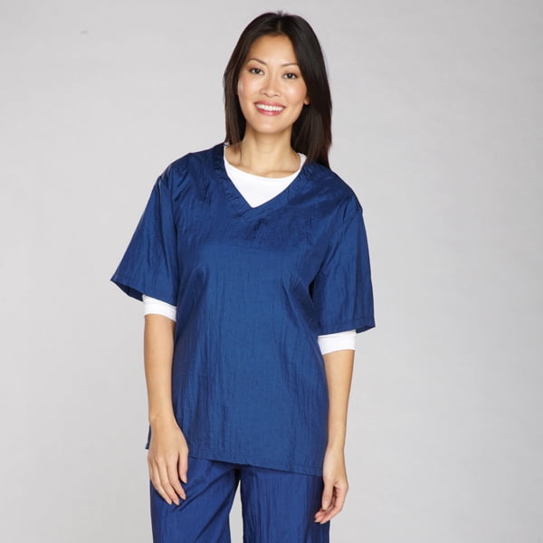 Navy Blue V Neck Short Sleeve Smock Barber Stylist & Groomer Resists ...