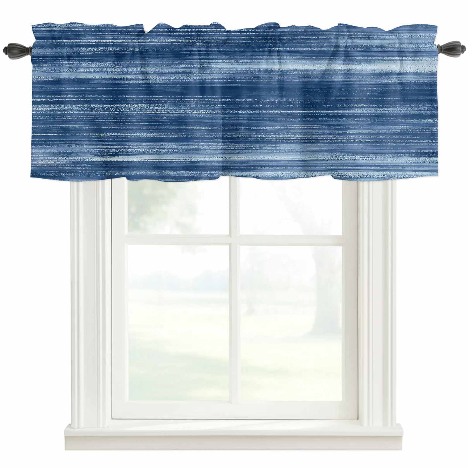 Navy Blue Valances for Windows Modern Abstract Gradient Blue Lines ...