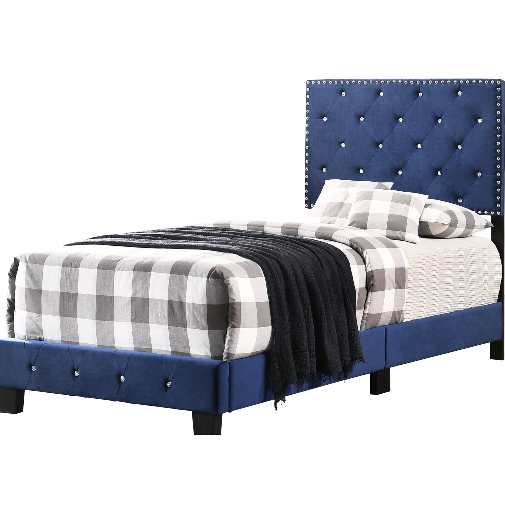 Navy Blue Velvet - Covered Twin Bed | Complements Multiple Styles ...