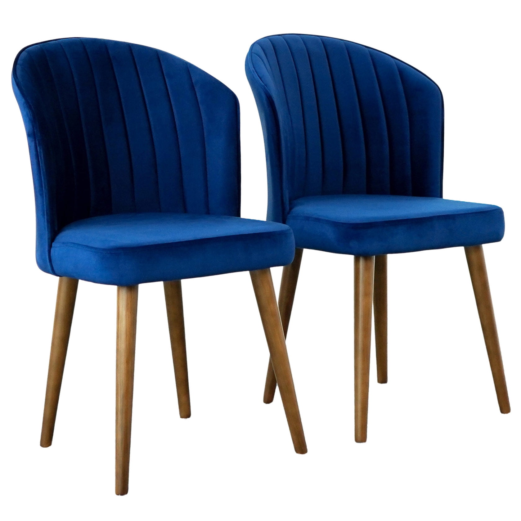 Navy Blue Velvet Dining Chairs with Solid Structure / No Assembly ...