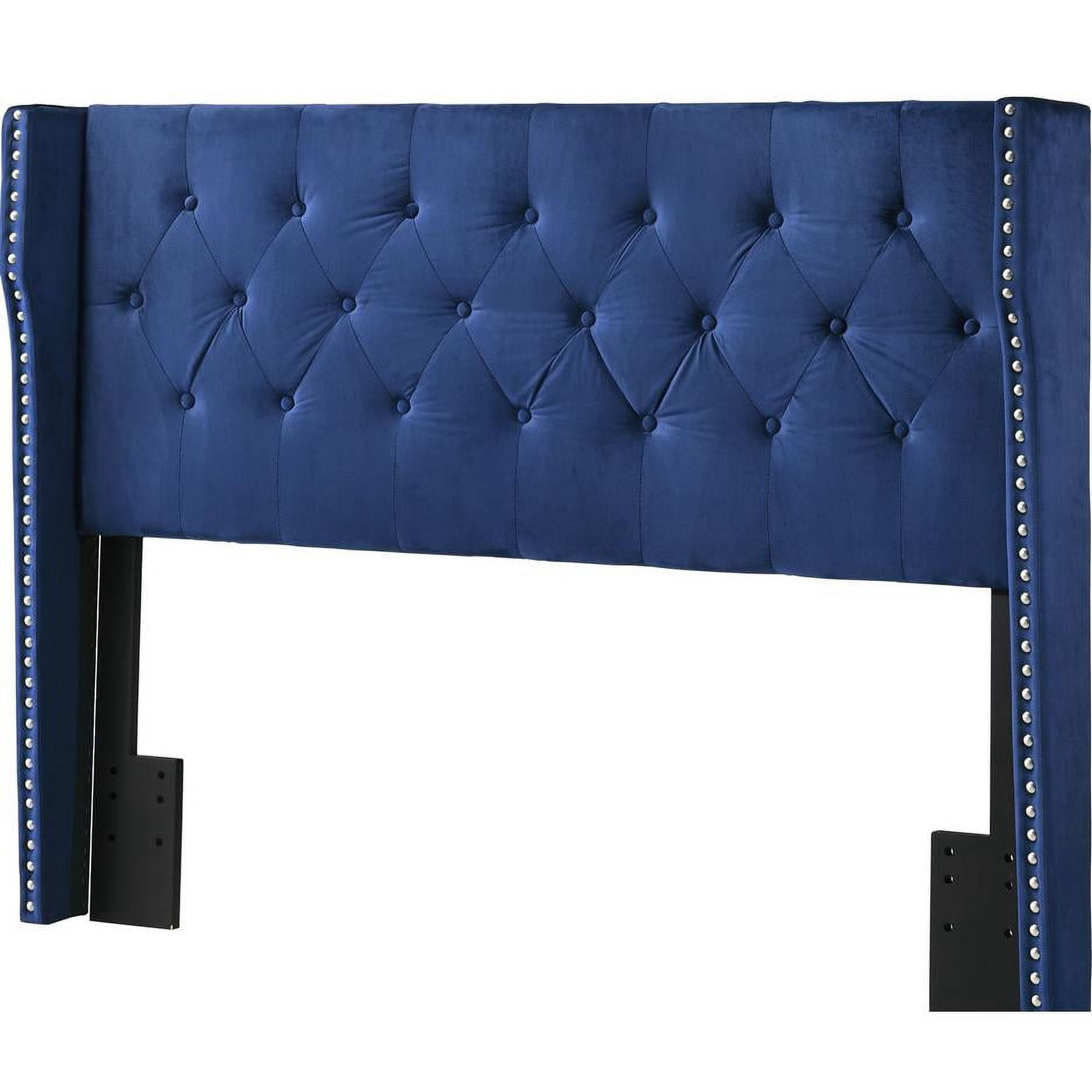 Navy Blue Velvet Upholstered Headboard for Full/Queen Size Bedframe ...