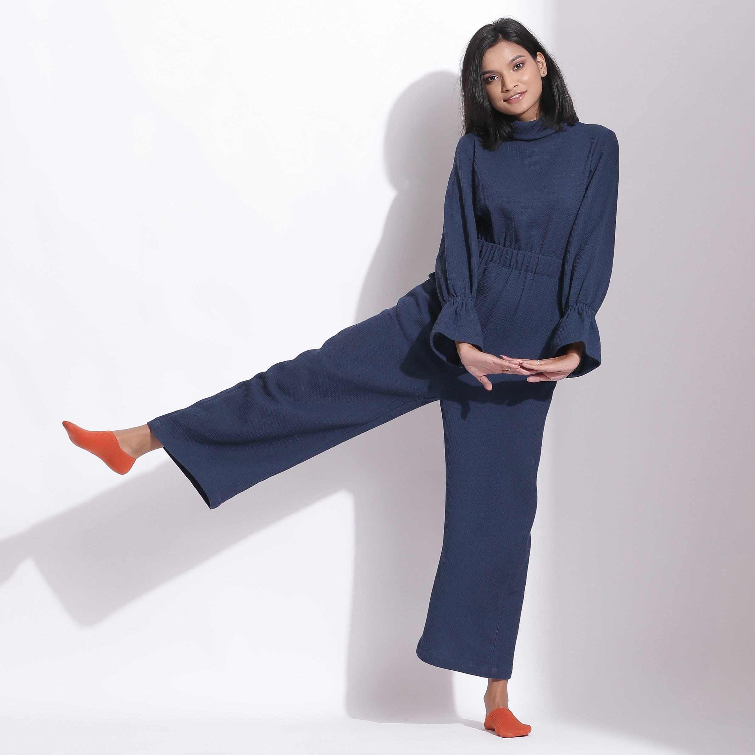 Navy Blue Warm Cotton Waffle Ankle Length Overall - Walmart.com