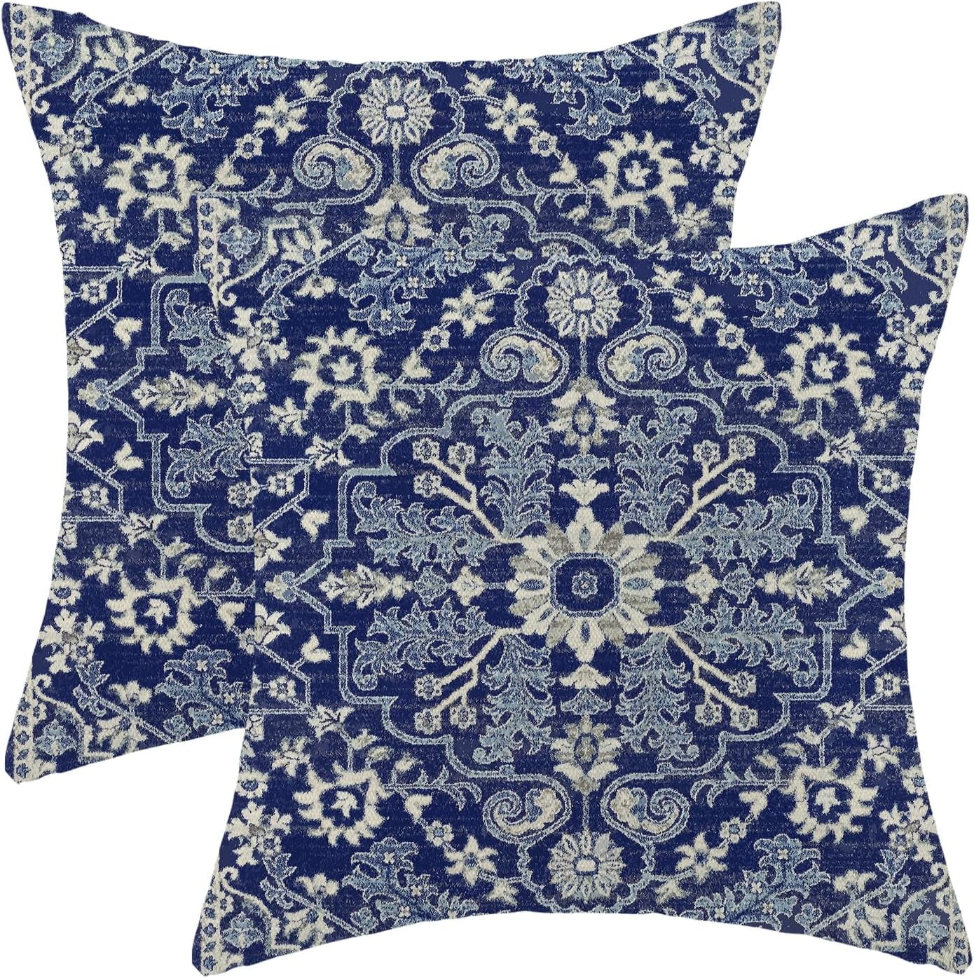 Navy Blue White Boho Pillow Covers 16x16 Set of 2, Persian Carpet ...