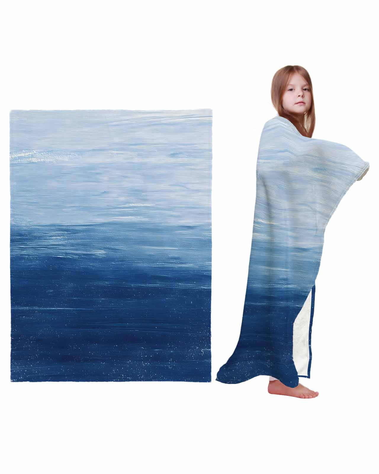 Navy Blue White Brush Stroke Textured Baby Blankets for Girls/Boys ...
