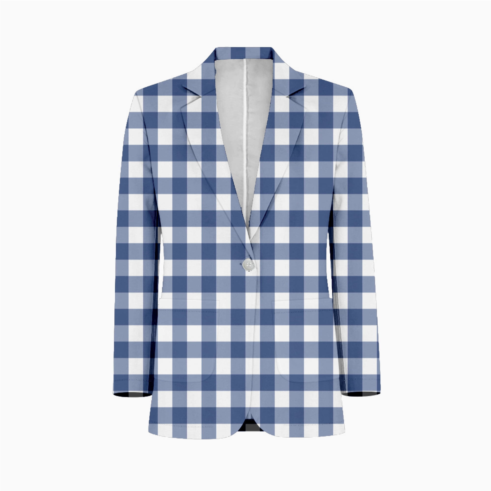 Navy Blue White Buffalo Check Geometric Plaid Men Blazers Slim Clothing ...