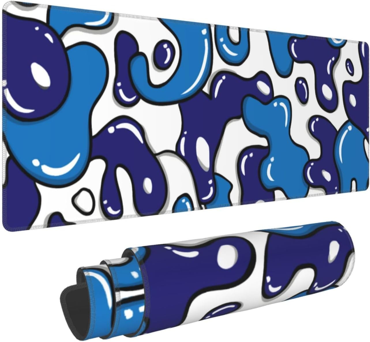 Navy Blue White Gaming Mouse Pad XL 31.5”x11.8” Anime Cool Desk Pad ...