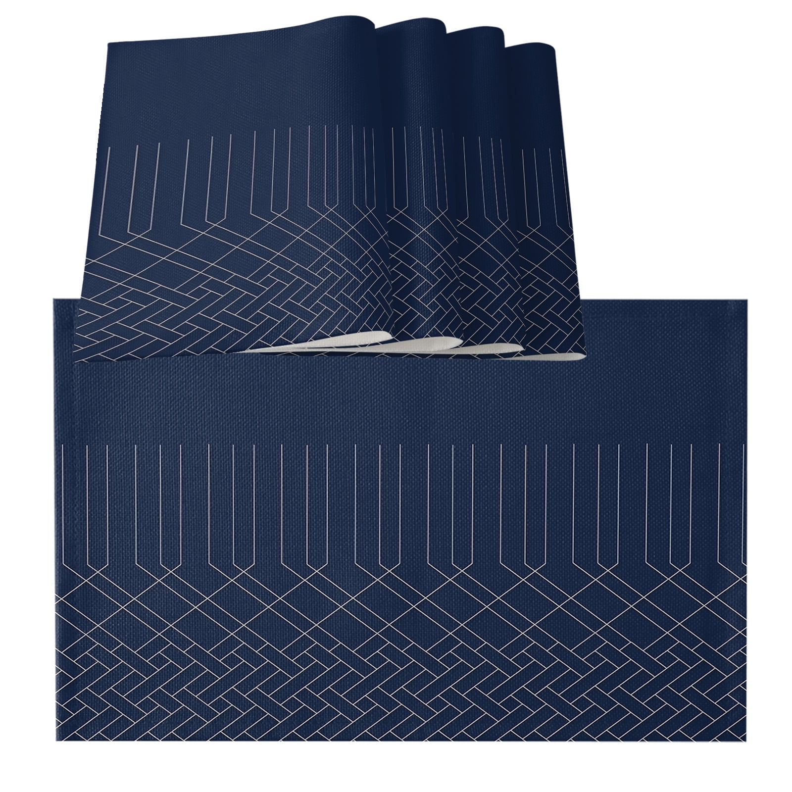 Navy Blue White Geometric Placemats for Dinning Table Set of 4,Modern ...