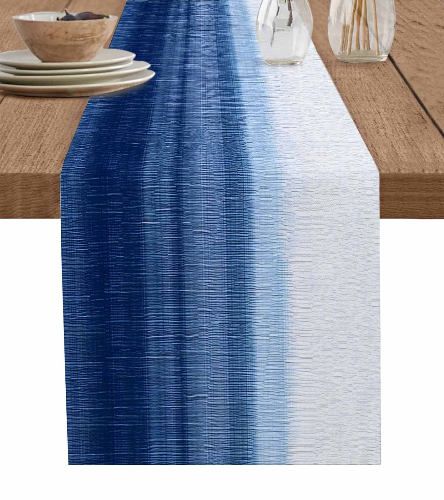 Navy Blue White Ombre Burlap Cotton Table Runner 13x60 Inches Long ...
