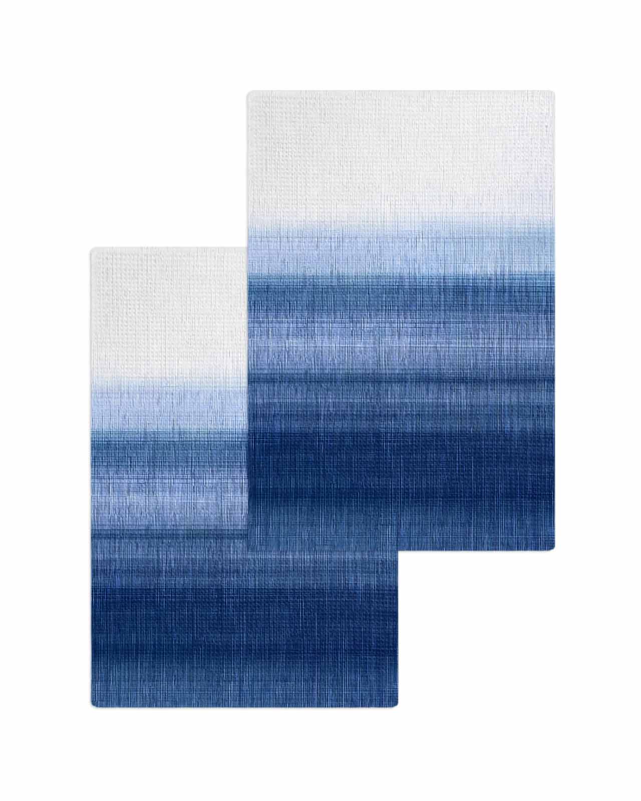 Navy Blue White Ombre Kitchen Dish Towels for Drying Dishes Set of 2 ...
