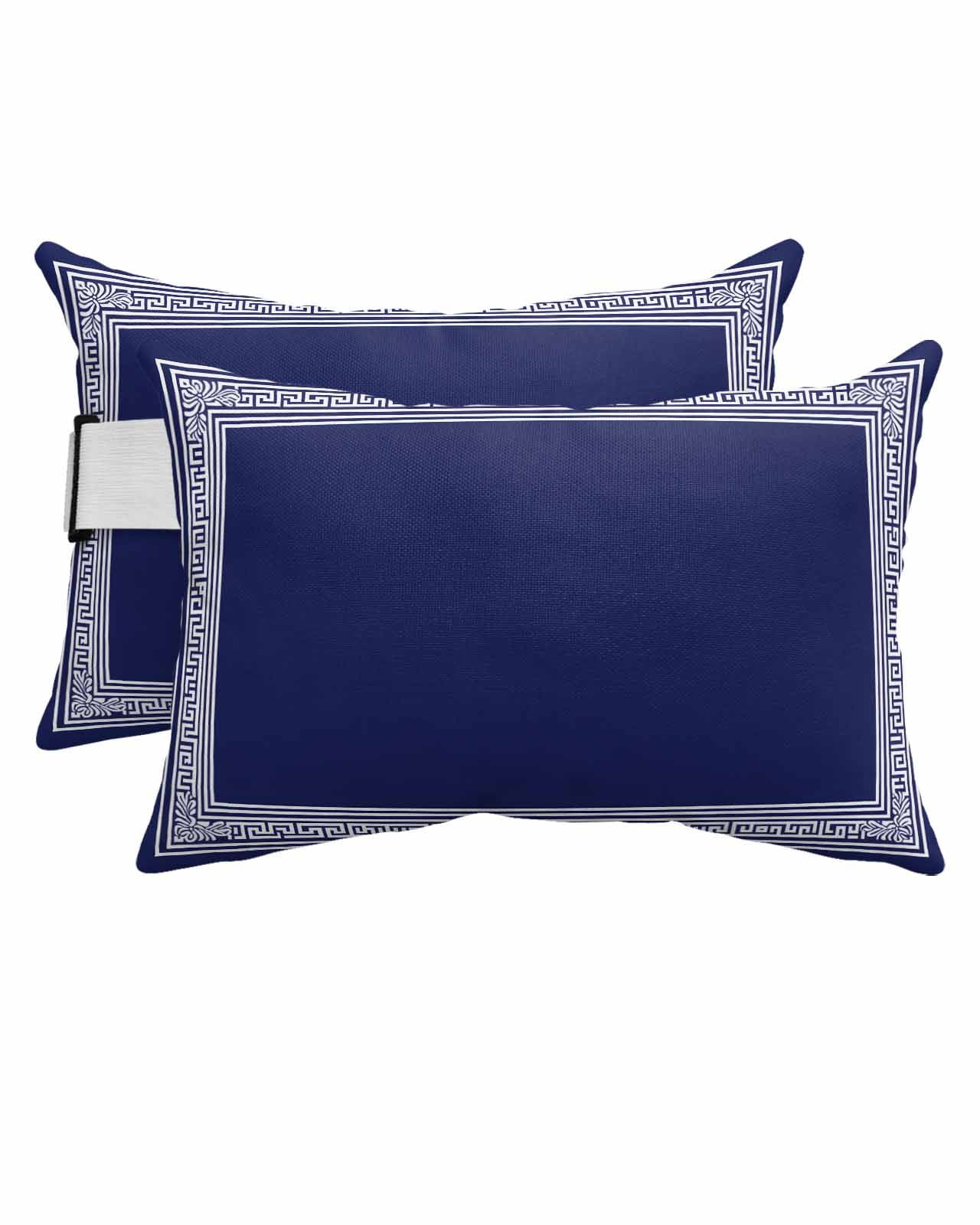 Navy Blue White Outdoor Head Resting Pillows with Insert Geometric ...