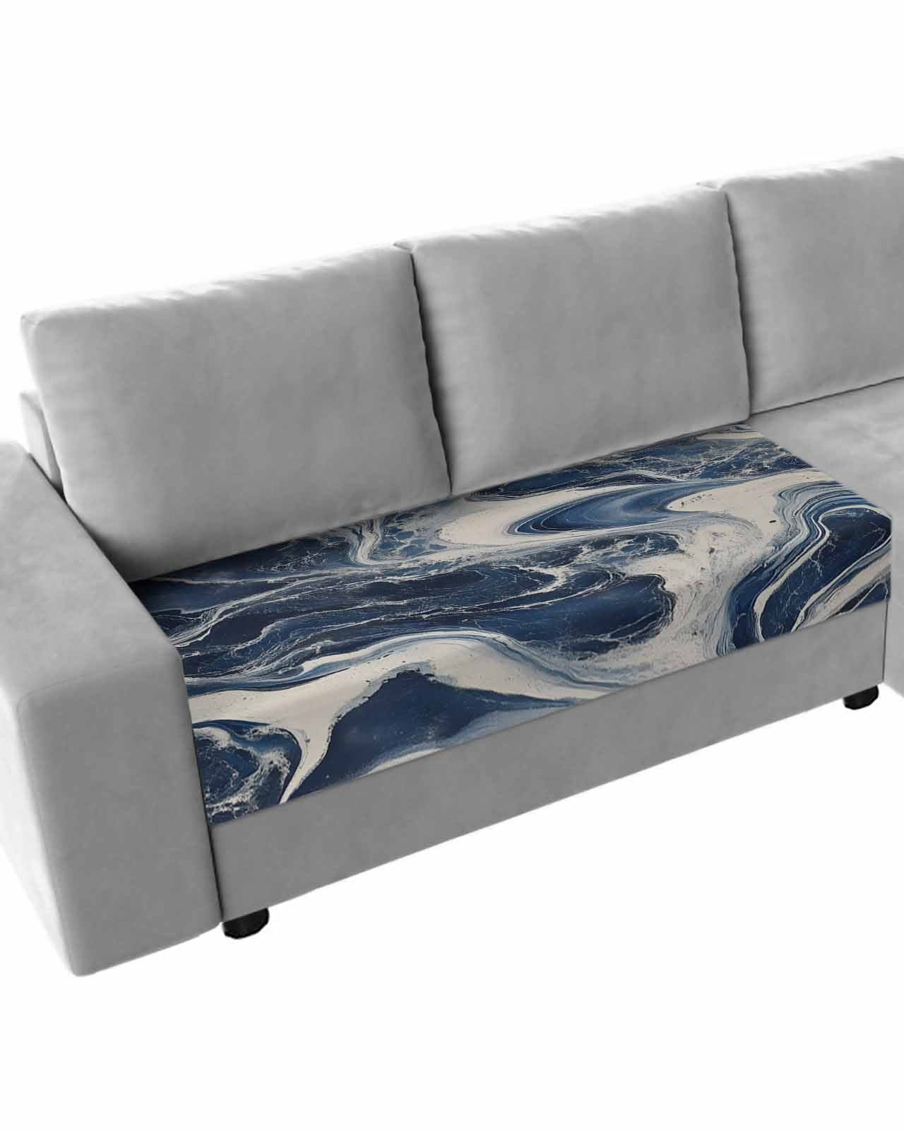 Navy Blue White Sofa Couch Cushion Covers Washable, Removable ...