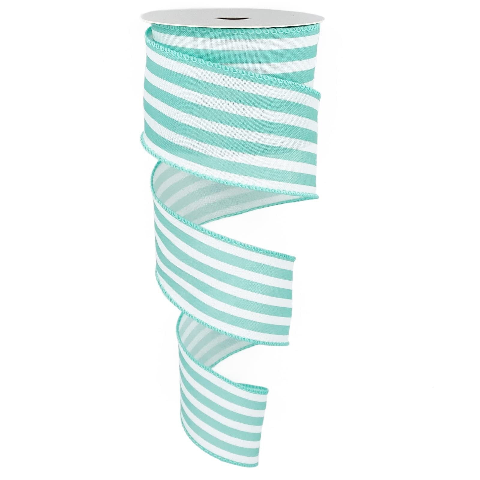 Navy Blue and White Striped Wired Ribbon 7/8" Vertical Stripe Grosgrain ...