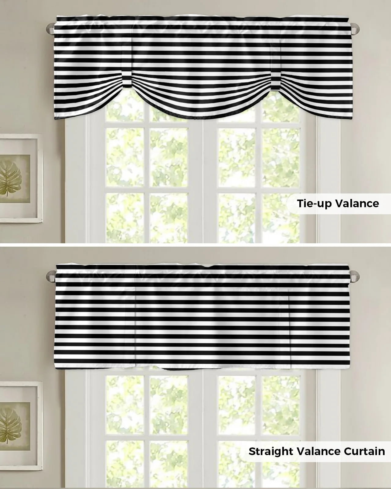 Navy Blue White Stripes Small Curtain Rod Pocket Short Curtains Home ...