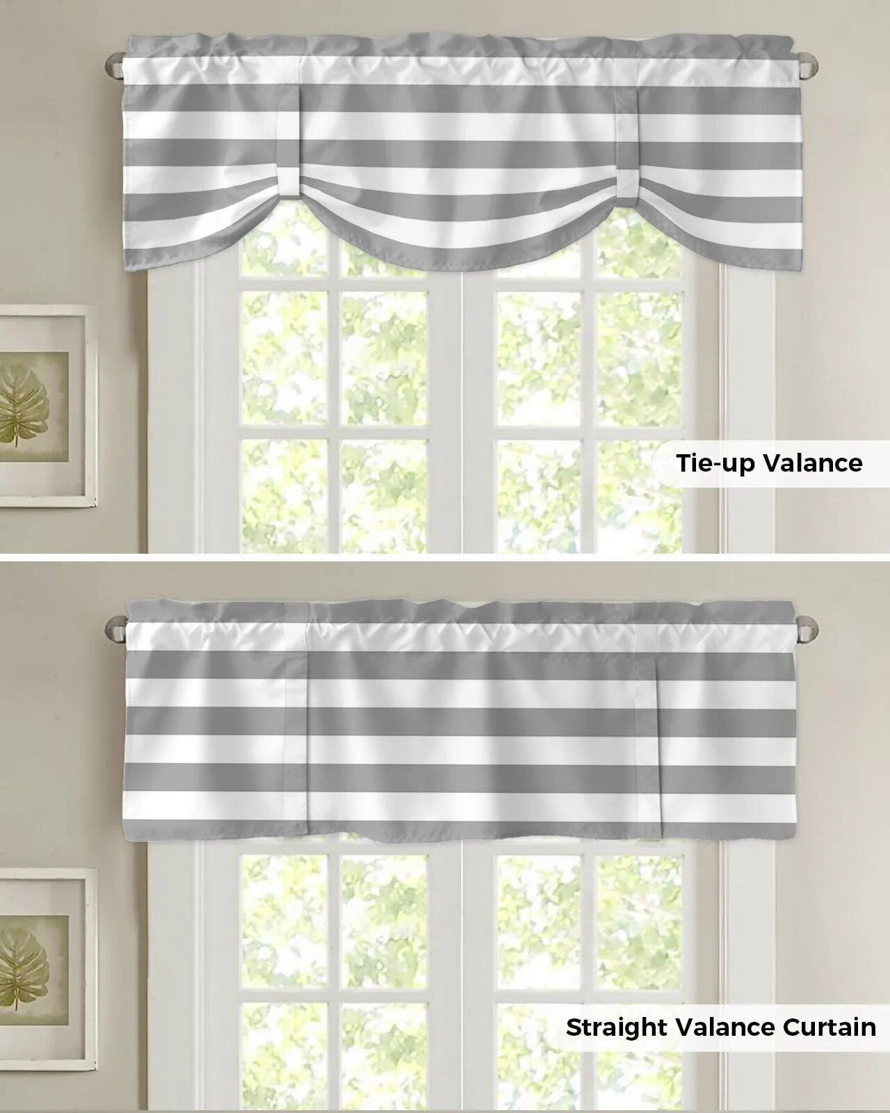 Navy Blue White Stripes Small Curtain Rod Pocket Short Curtains Home ...