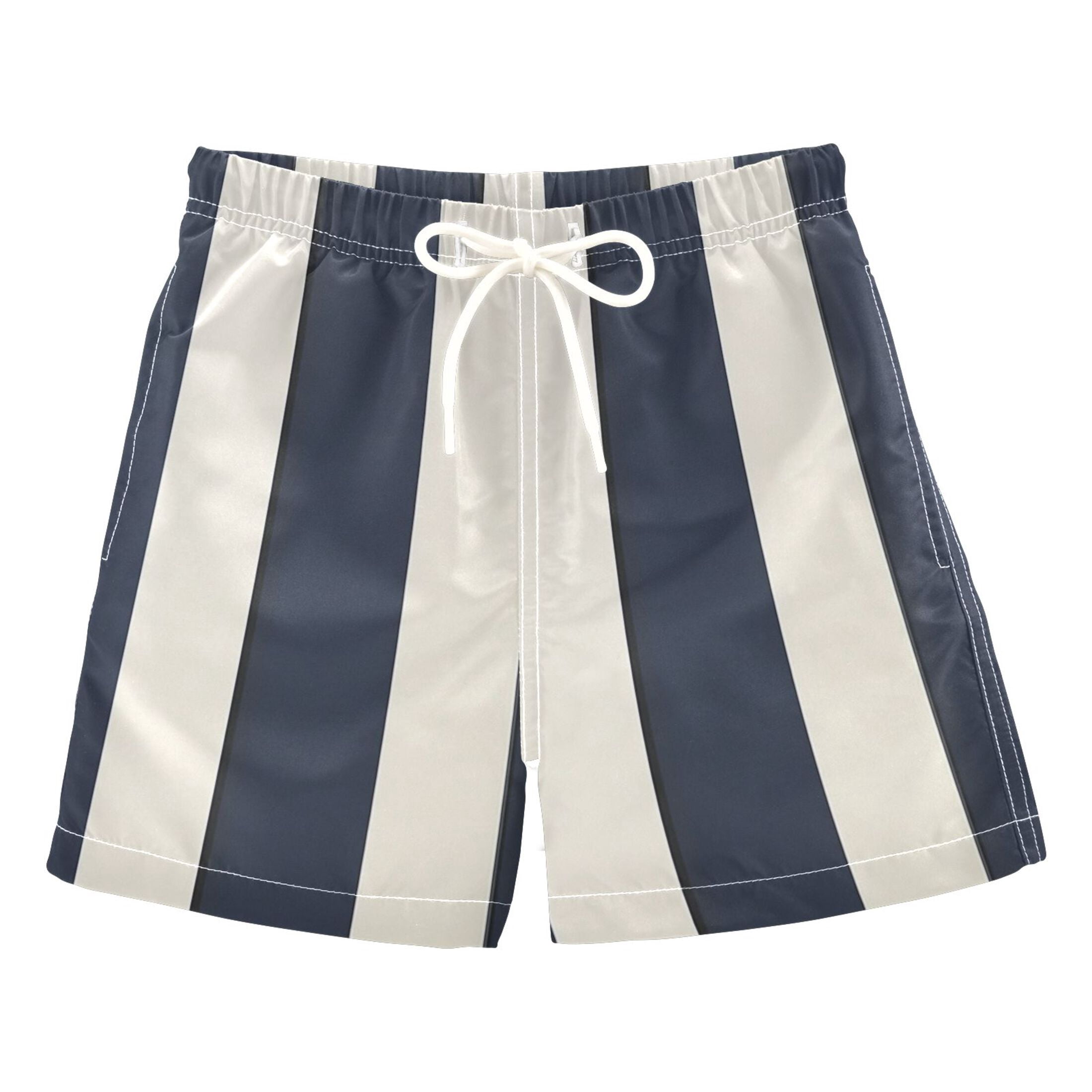 Navy Blue Wide Vertical Stripes Boys' Swim Trunks Board Shorts Beach ...