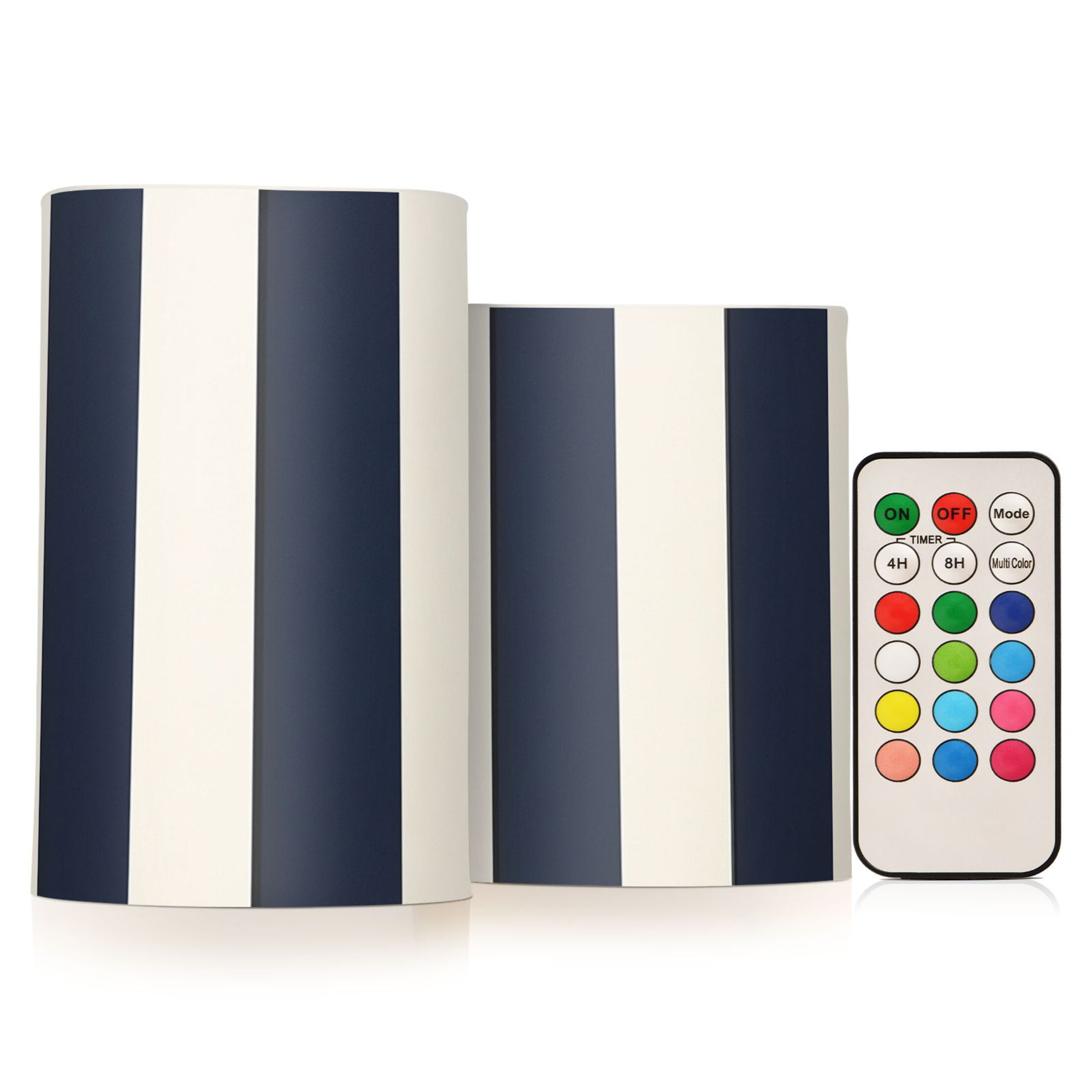 Navy Blue Wide Vertical Stripes Flickering Flameless Candles LED ...