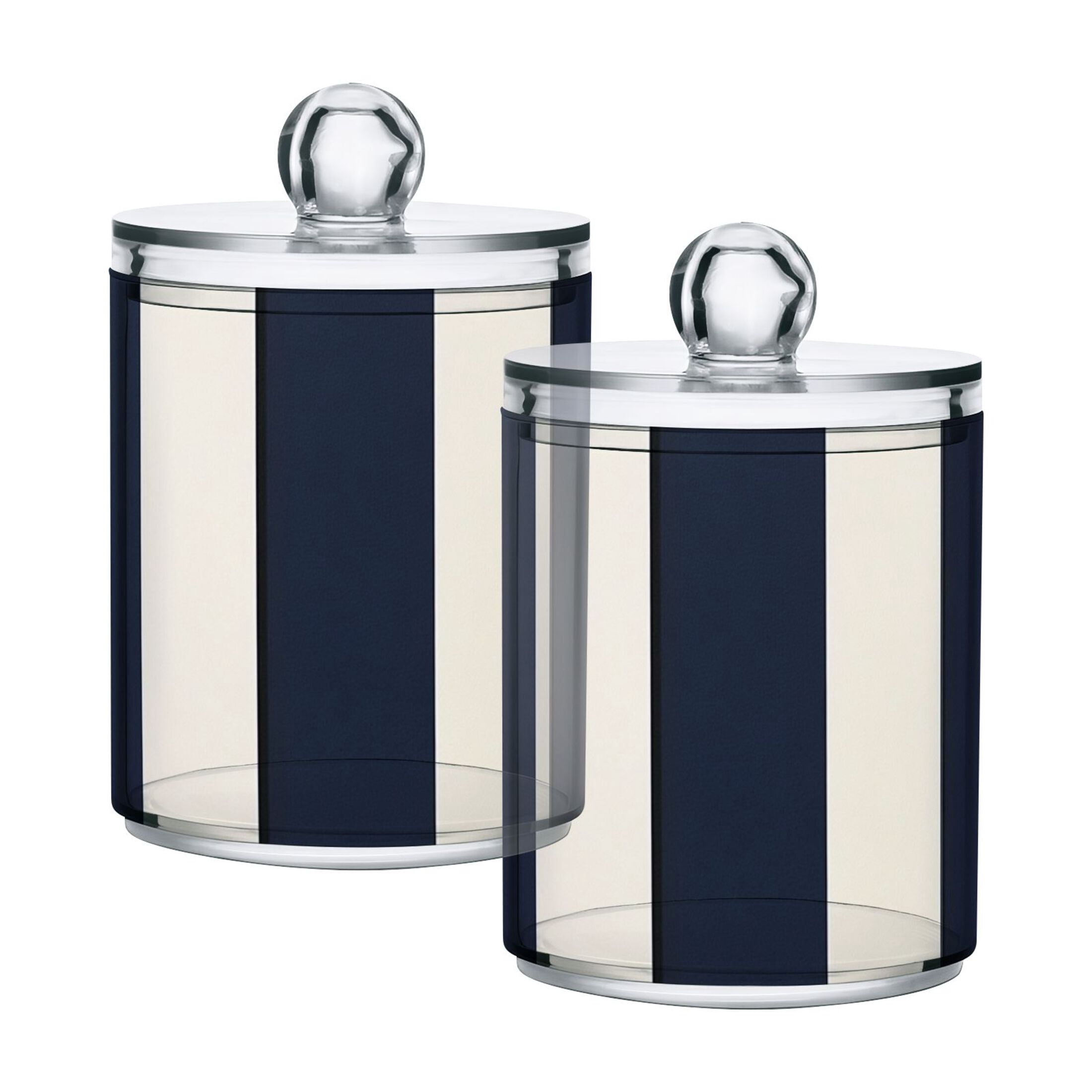 Navy Blue Wide Vertical Stripes Translucent Plastic Cans Storage ...