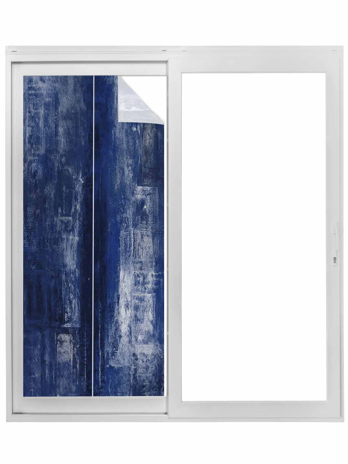 Navy Blue Window Privacy Film, Retro Oil Painting Modern Abstract Art ...