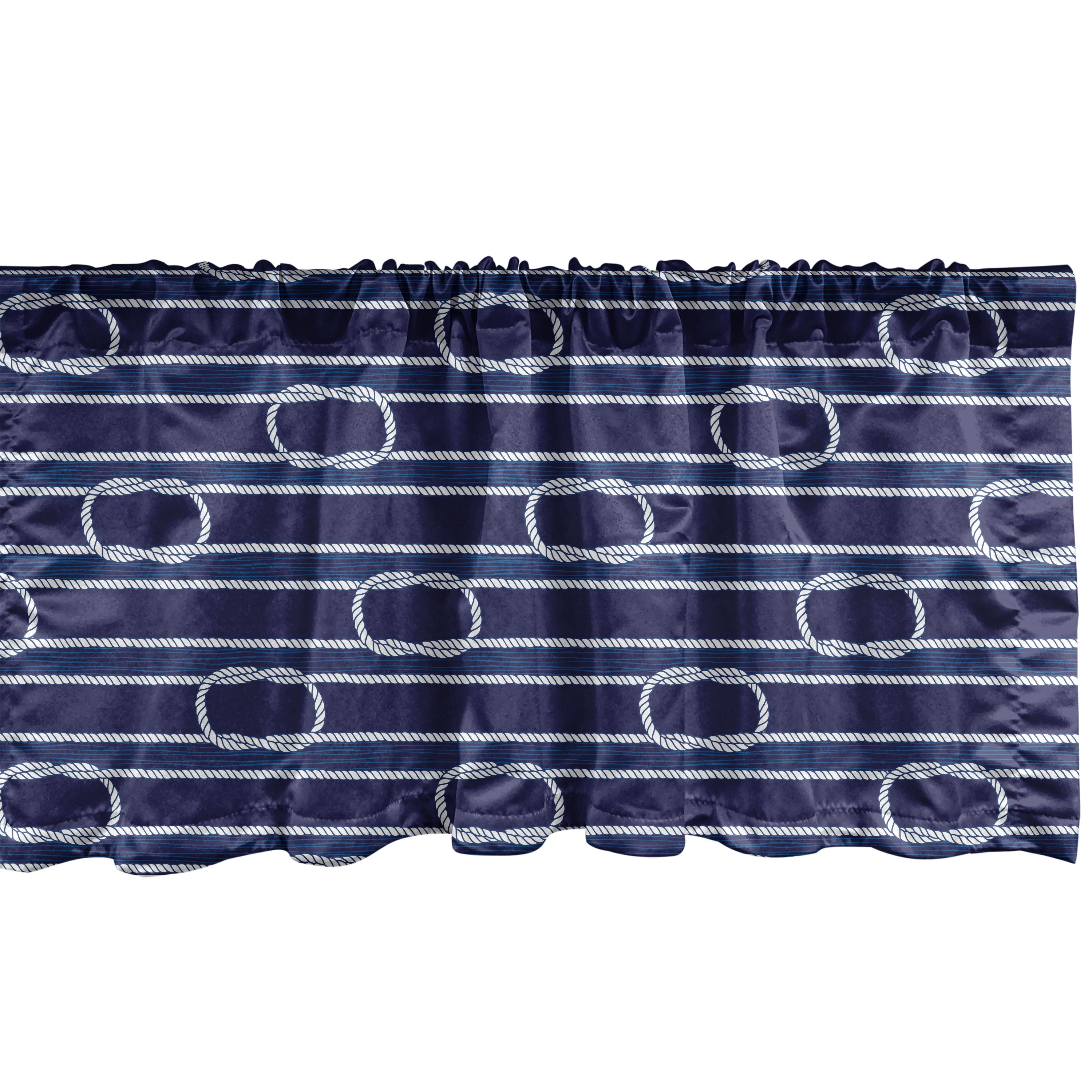 Navy Blue Window Valance, Marine Inspired Pattern Knots Aquatic ...