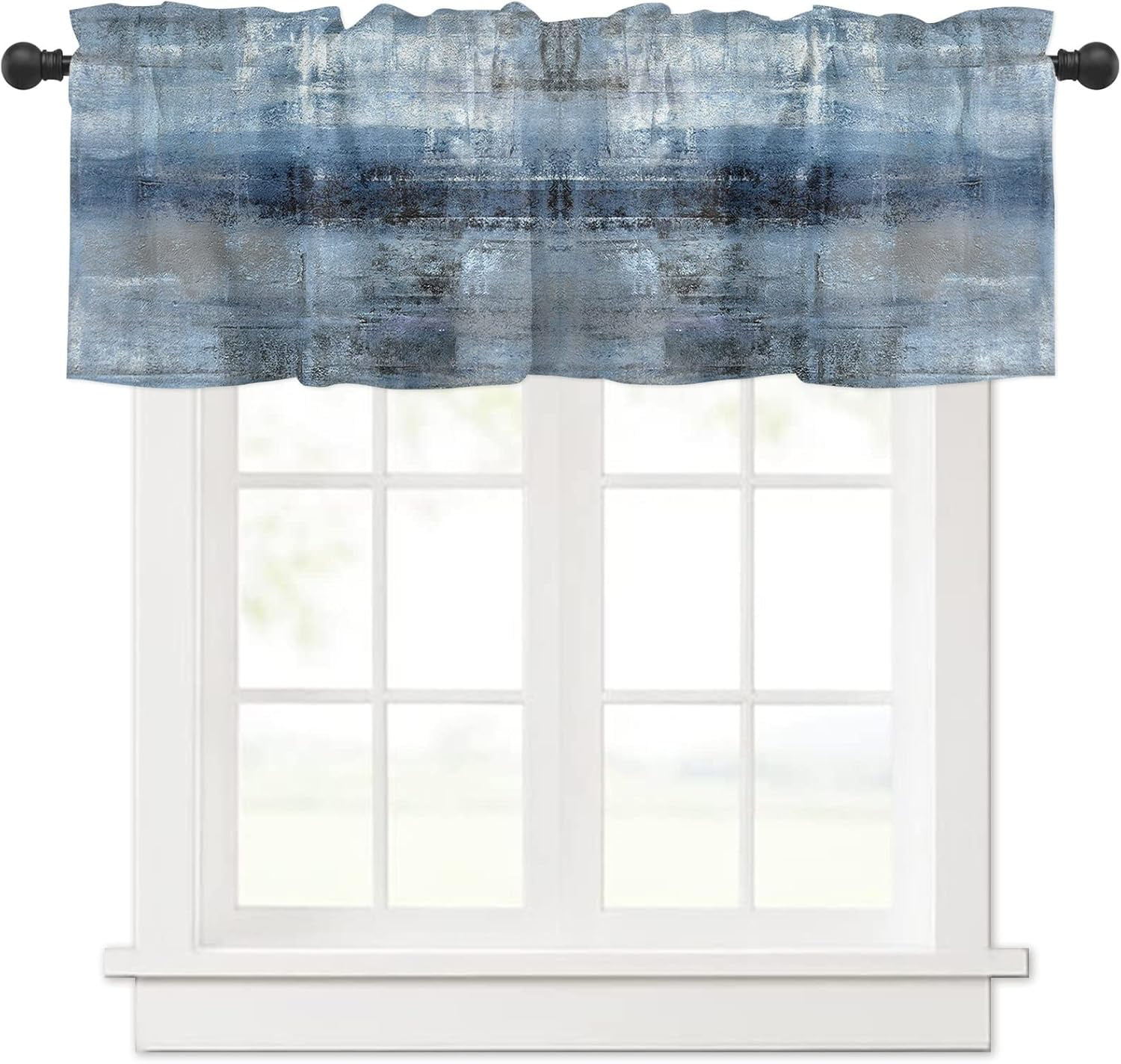 Navy Blue Window Valances, Abstract Art Valances for Windows Treatment ...