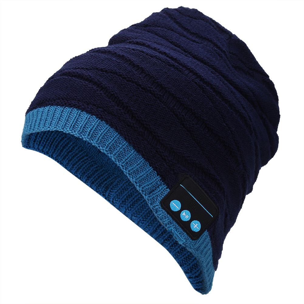 Navy Blue Wireless Bluetooth 3.0 Headset Hat for Outdoor Sports and ...