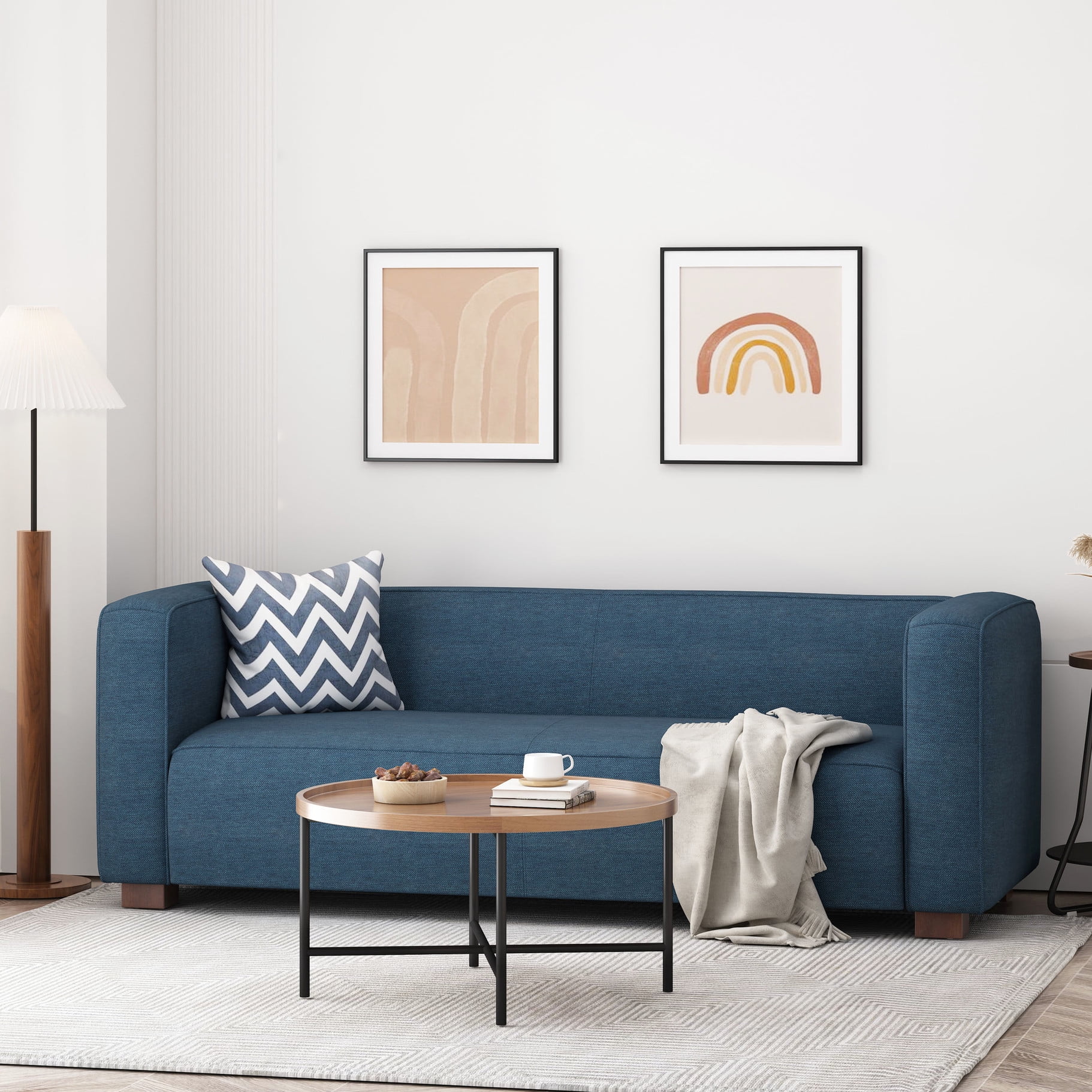 Navy Blue With Chic Upholstery And Stable Support Legs Modern Design ...