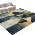 Navy Blue Yellow Geometric Washable Rug 9x12 Area Rug for Living Room ...