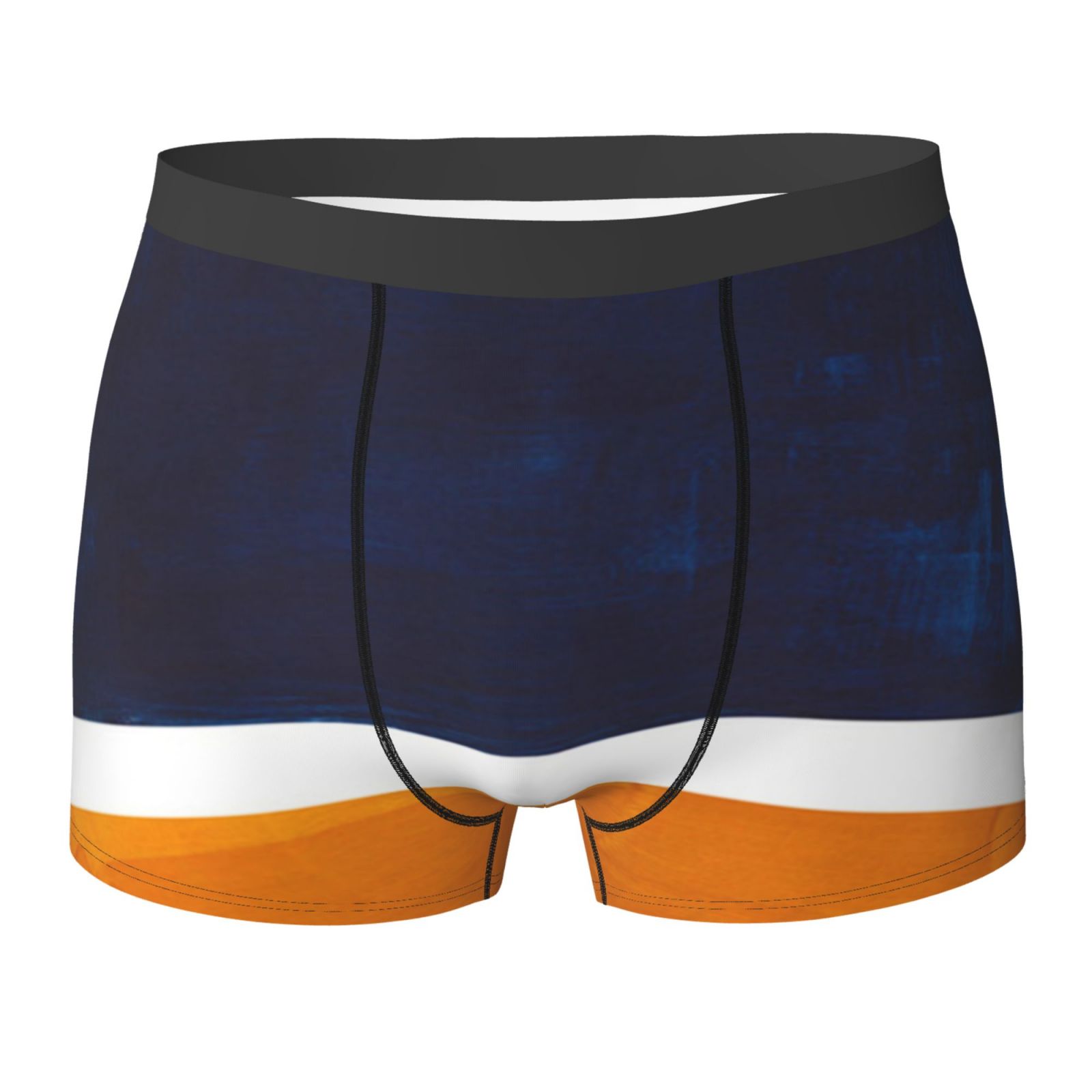 Navy Blue Yellow Ochre Abstract Absorbent Underwear For Men,Soft Boxer ...